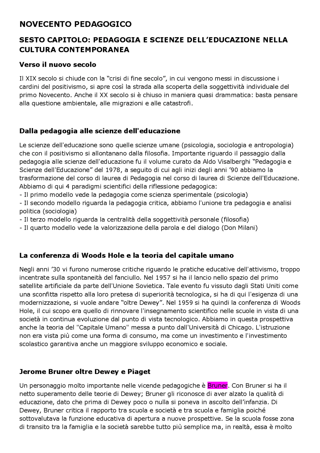 Novecento Pedagogico Riassunto Del Capitolo 6 Docsity