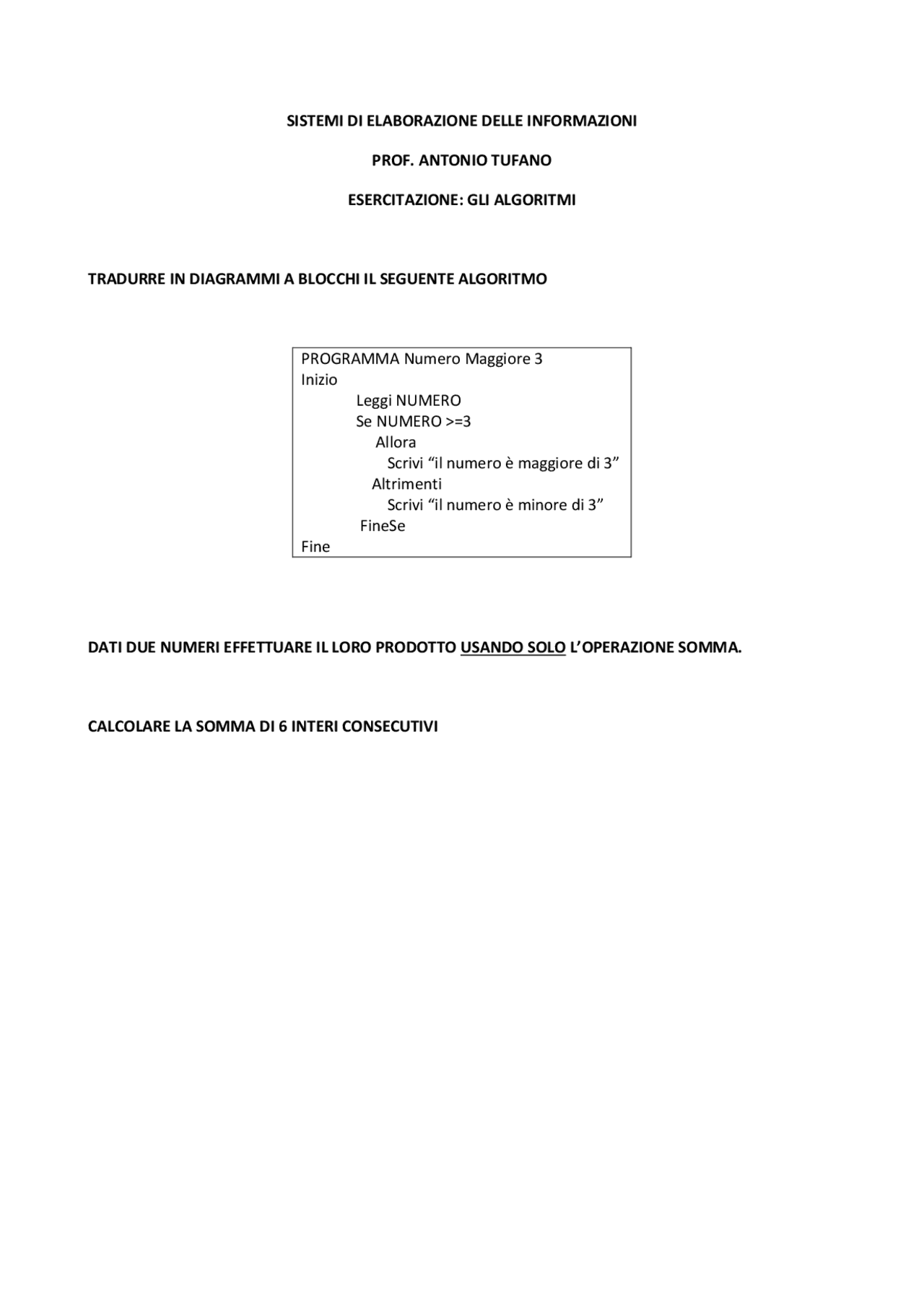 Sistemi Di Elaborazione Delle Informazioni Elaborato I Docsity