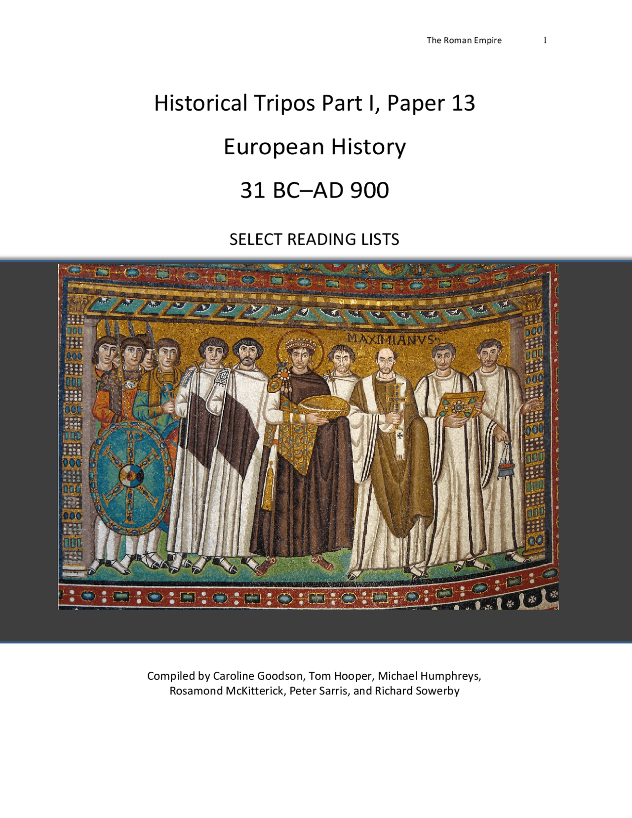 Historical Tripos Part I - Docsity