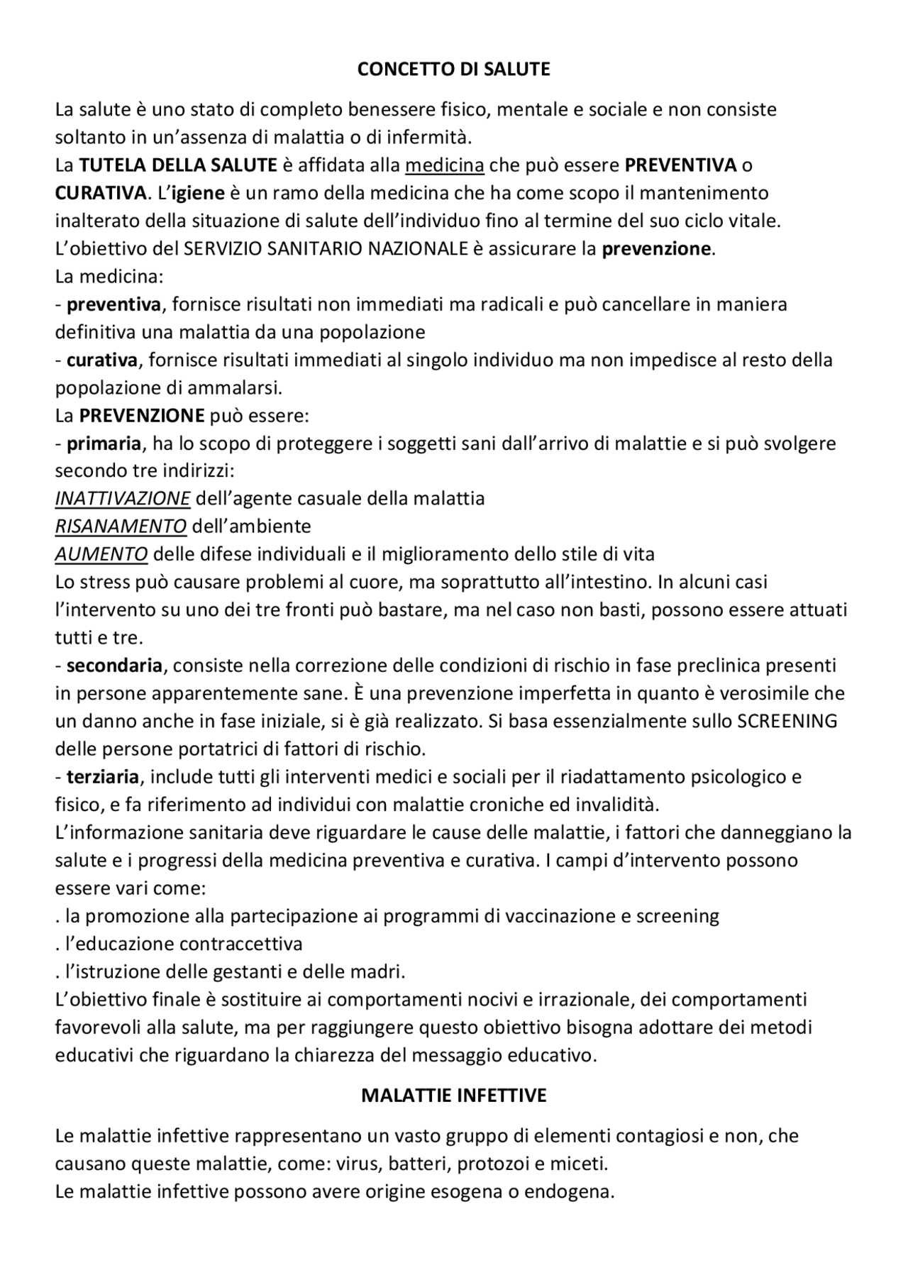 Igiene Esame Caratterizzante Docsity