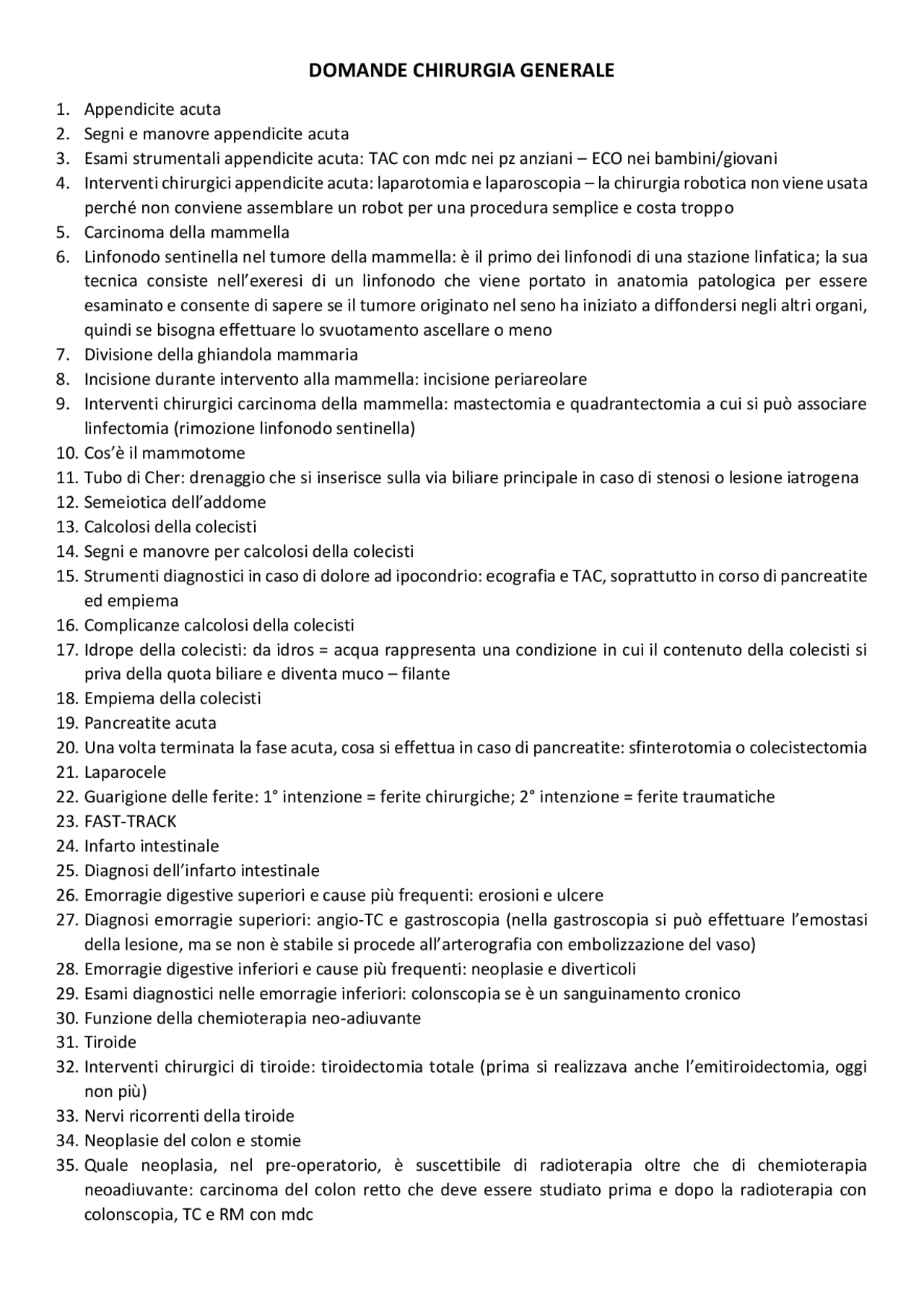 Chirurgia Generale Riassunto Completo Docsity