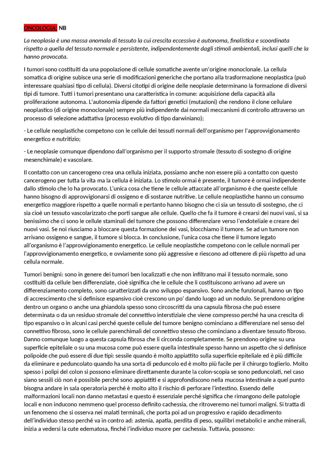 Dispense Oncologia Ctf Prof Verginelli Docsity