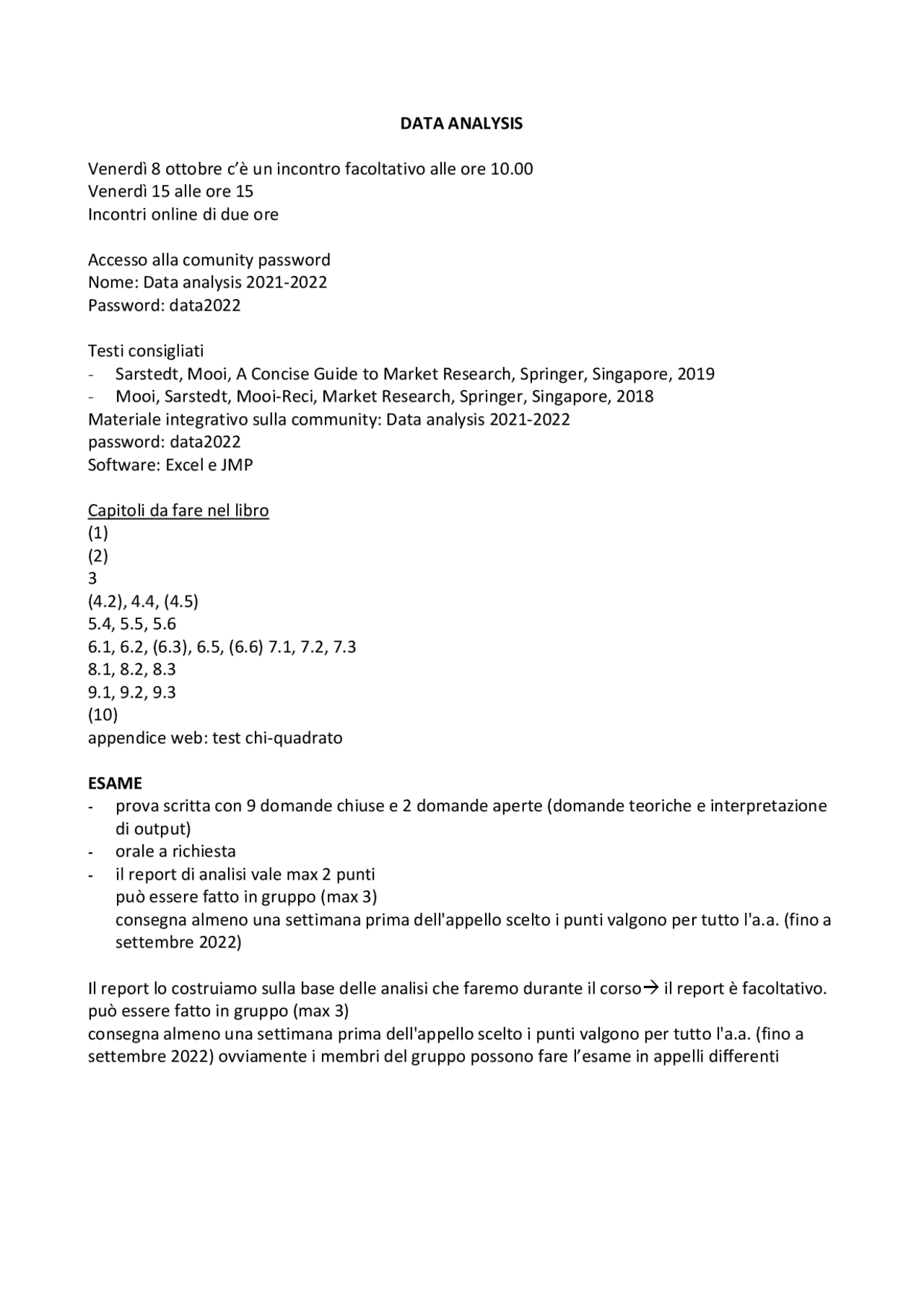 Appunti Completi E Dettagliati Di Data Analysis Iulm Docsity