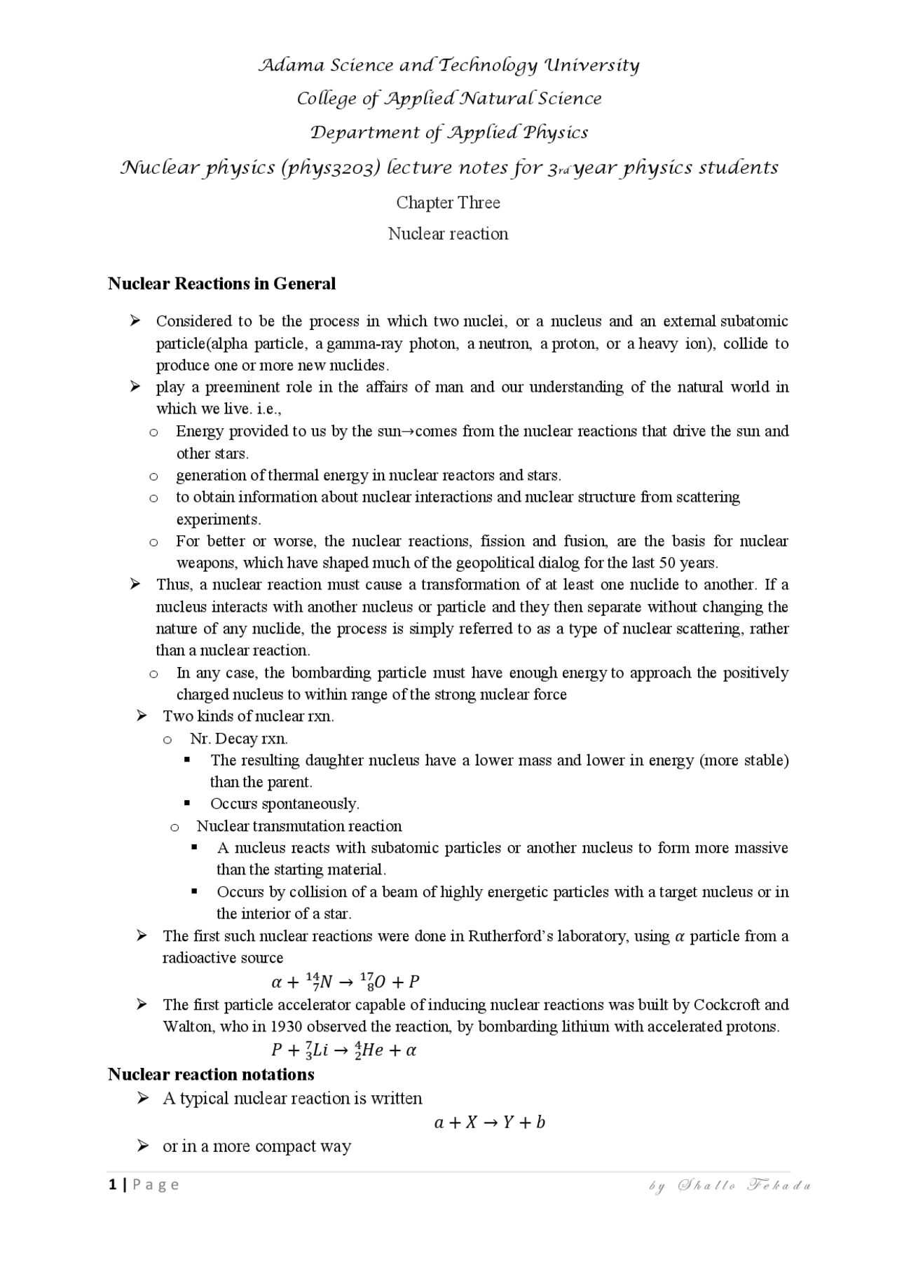 Nuclear Reaction And Its Type Docsity