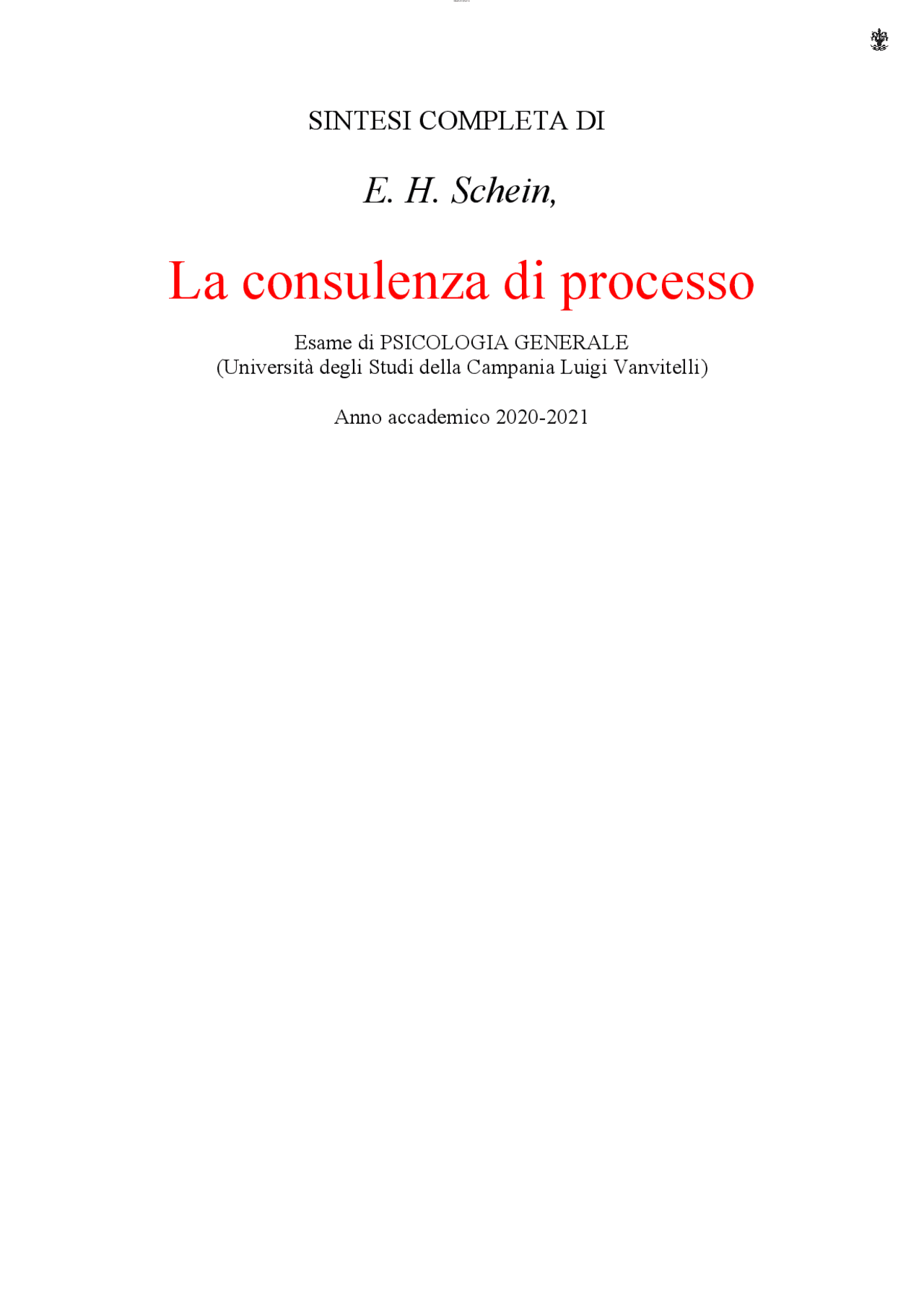 E H Schein La Consulenza Di Processo Docsity