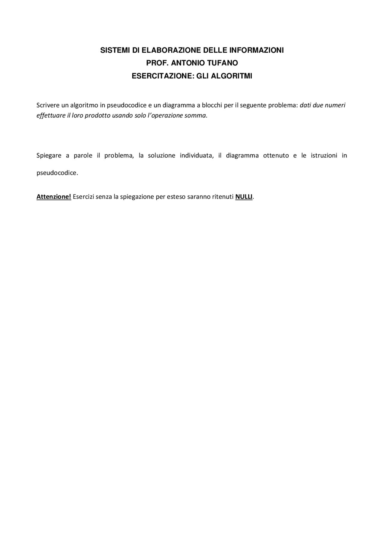 Esercitazionealgoritmi Docsity