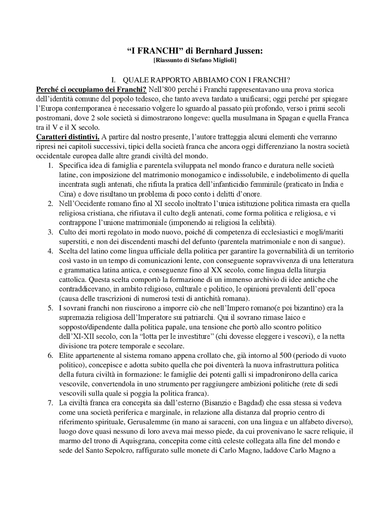 Riassunto I Franchi Di Bernhard Jussen Docsity