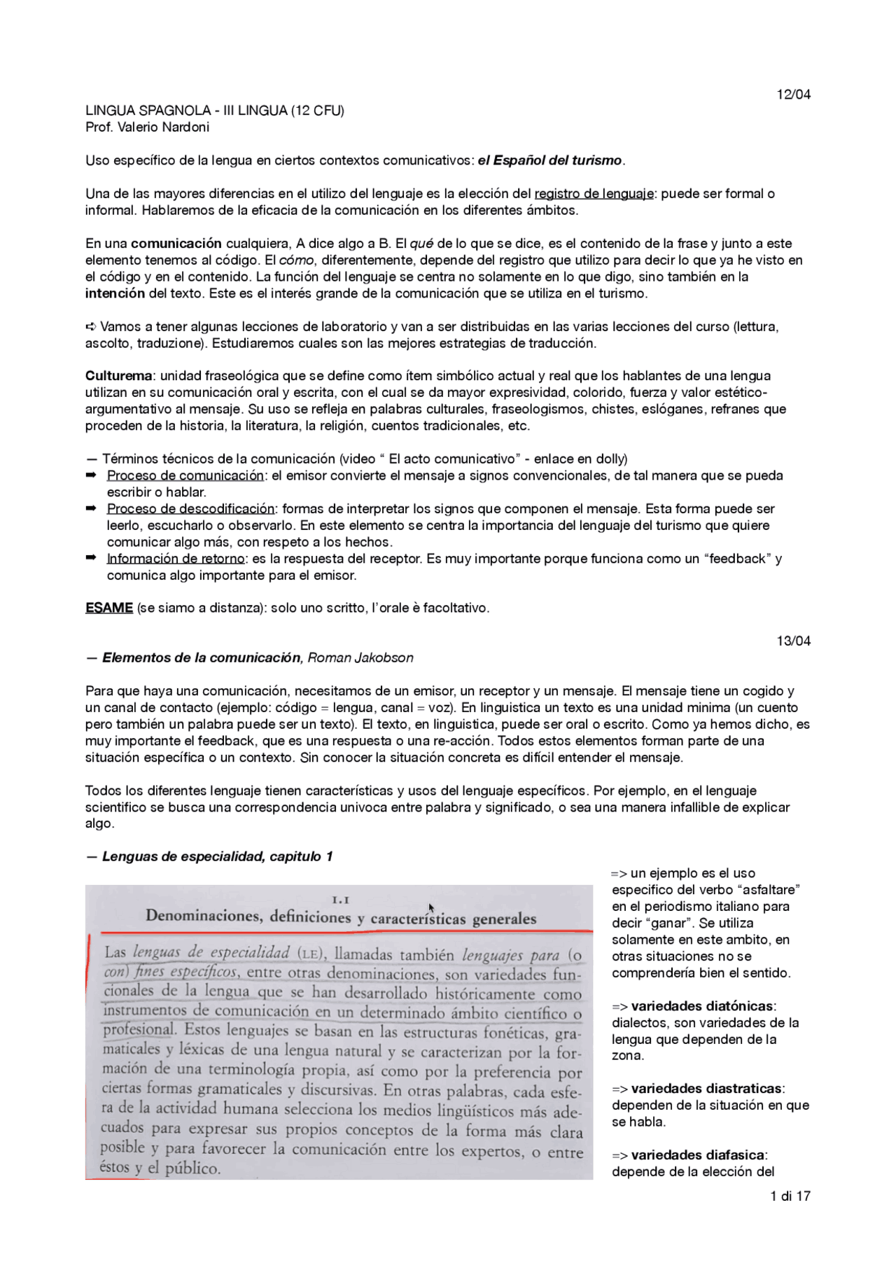 Appunti Completi Del Corso Di Lingua Spagnola Parte Del Prof Nardoni