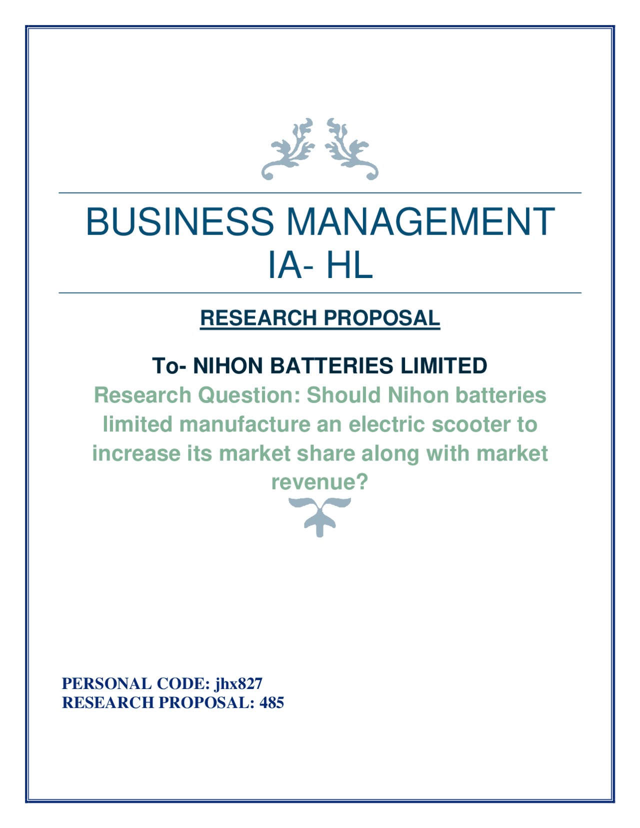 IBDP business management HL IA - Docsity