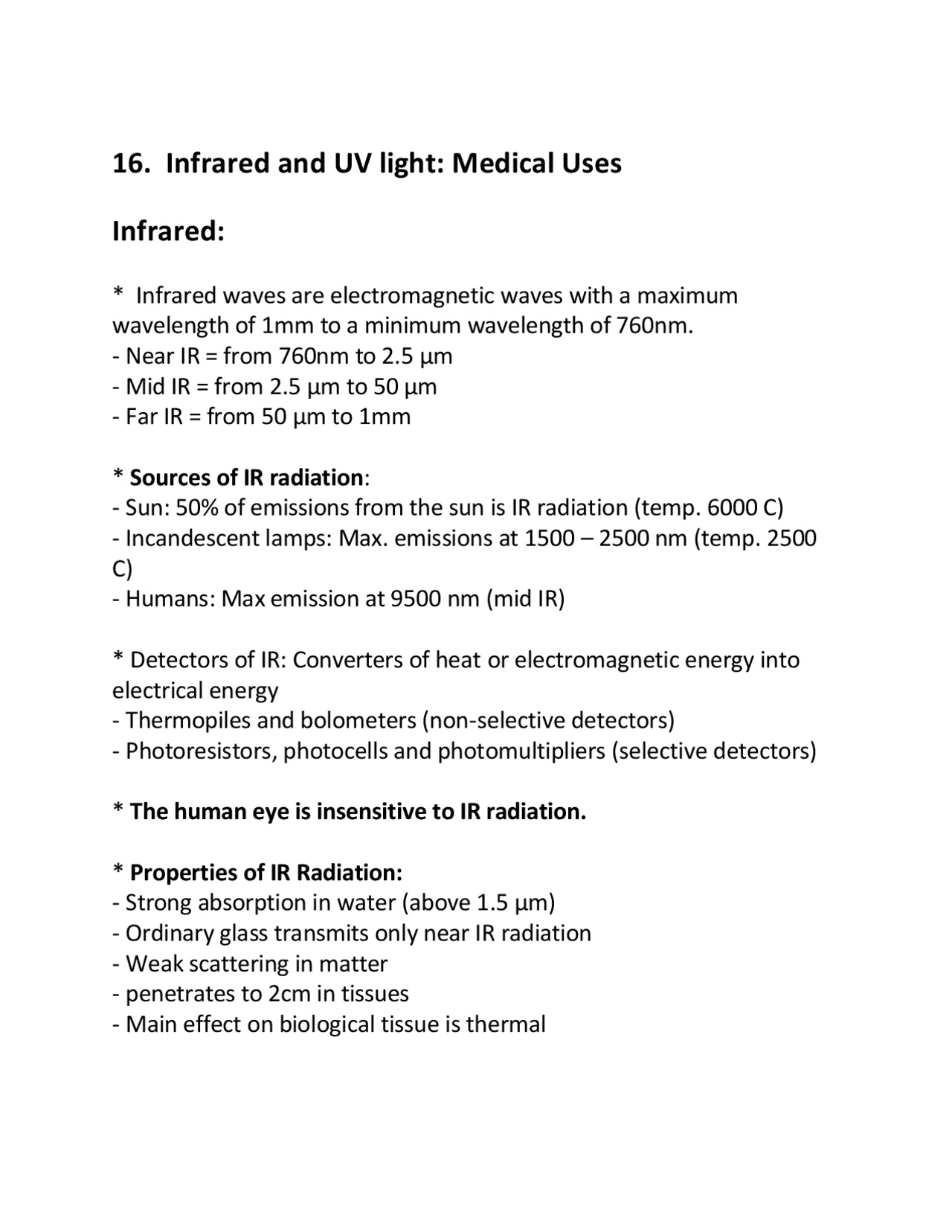 Medical Uses of Infrared and UV Light | Lecture notes Medical Physics ...