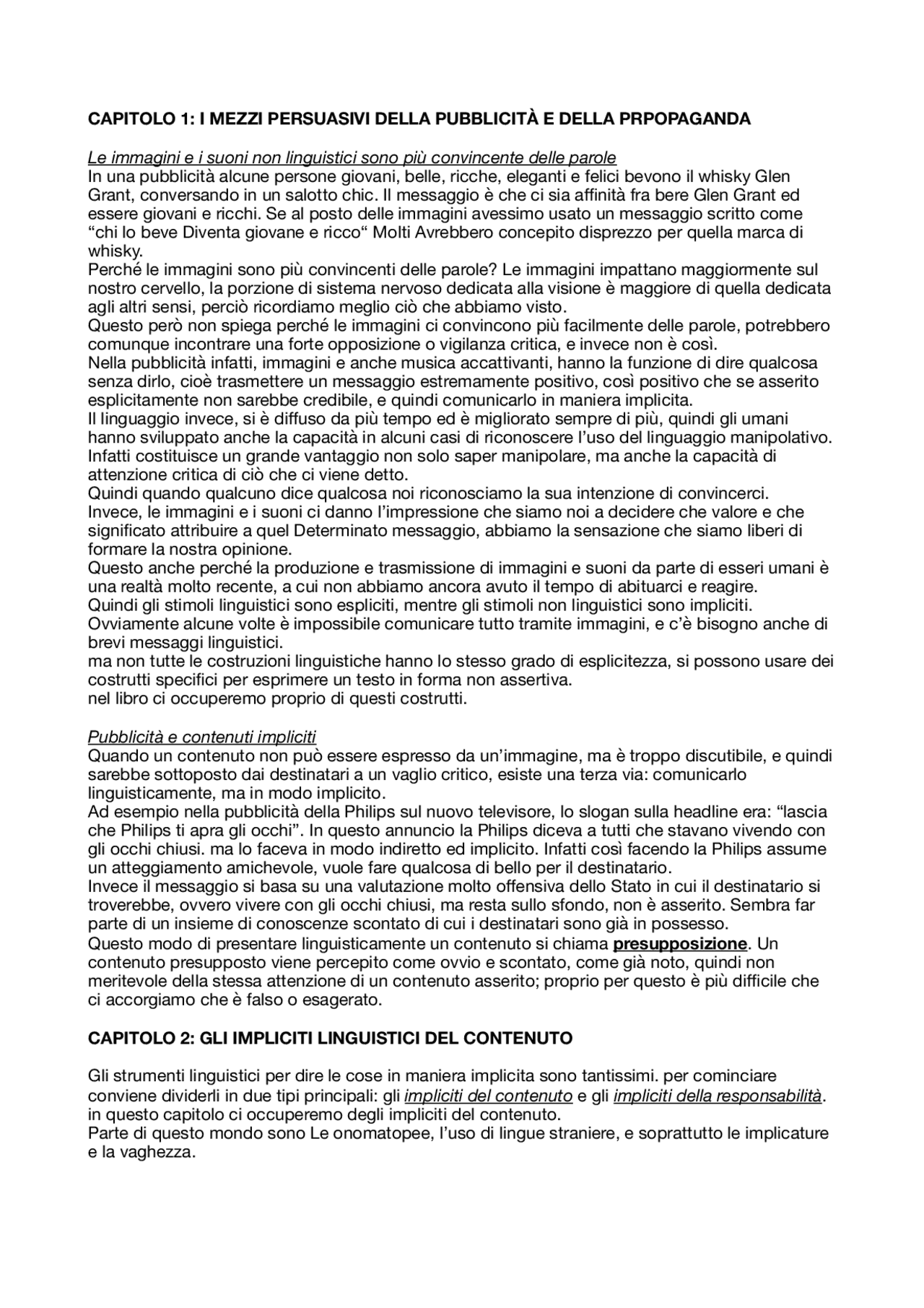 La lingua disonesta, Vallauri - Docsity