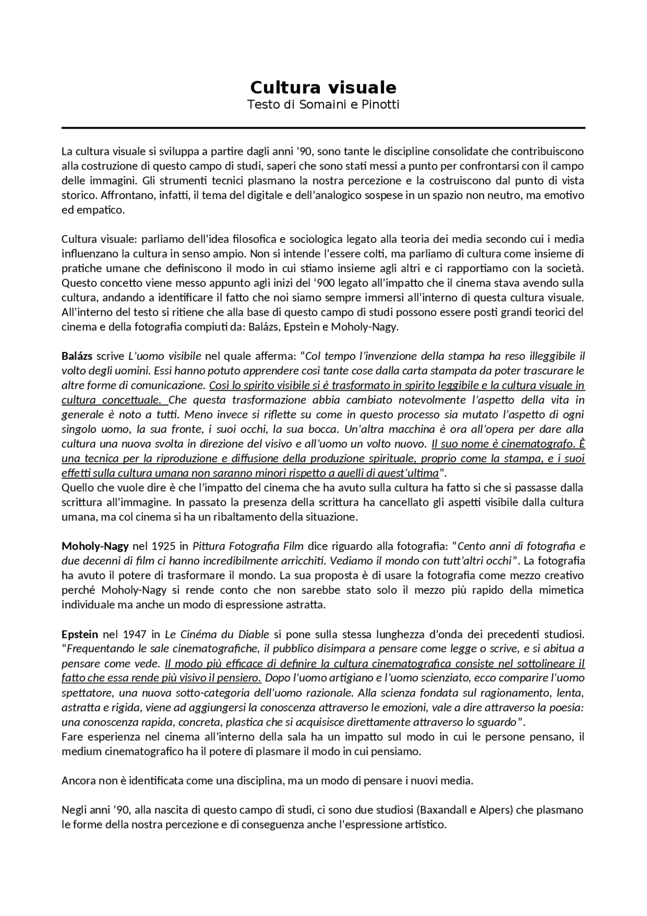 Seminari Cultura Visuale Docsity
