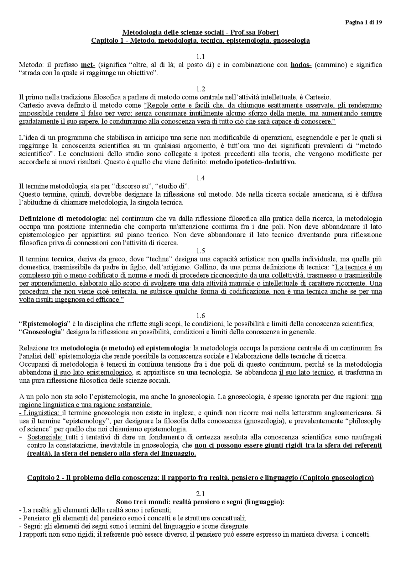 Riassunto Del Manuale Di Metodologia Della Ricerca Docsity
