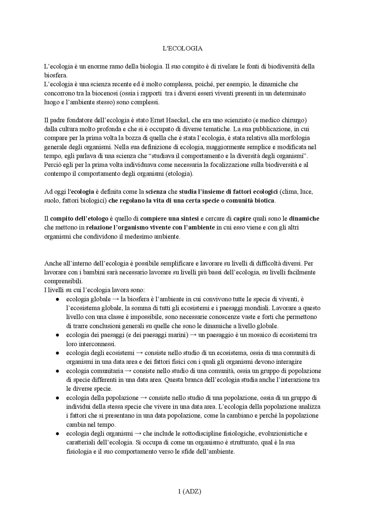 Appunti Didattica Scienze Ecologiche As 2021 2022 Docsity