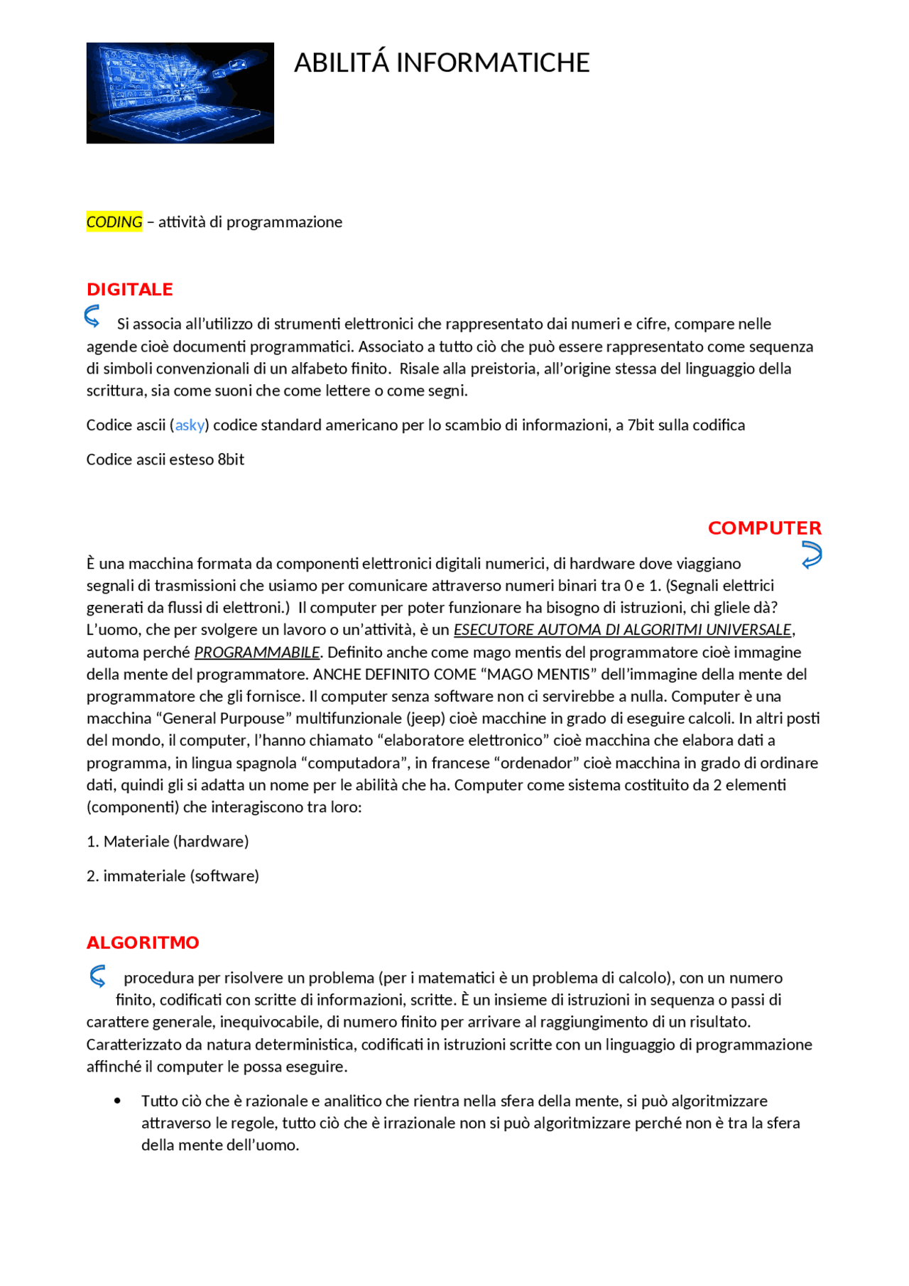 Abilità Informatiche Appunti Docsity