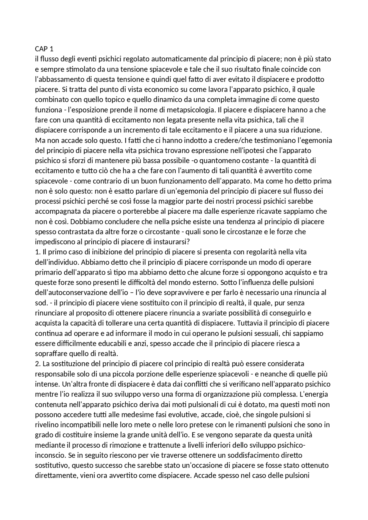 Al Di Là Del Principio Di Piacere Docsity