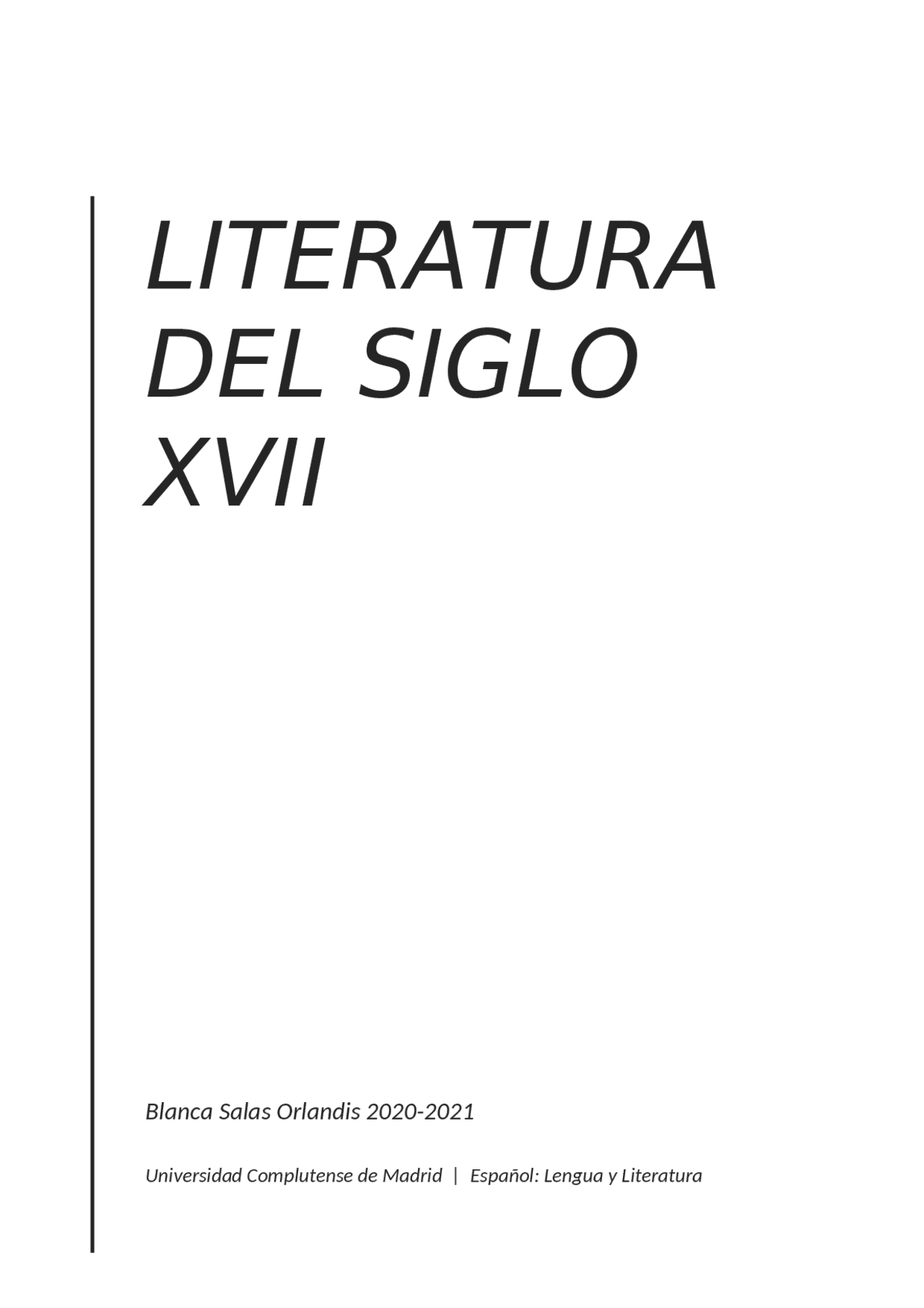 Literatura española del siglo XVII (prof. Álvaro Alonso, 2020-2021 ...