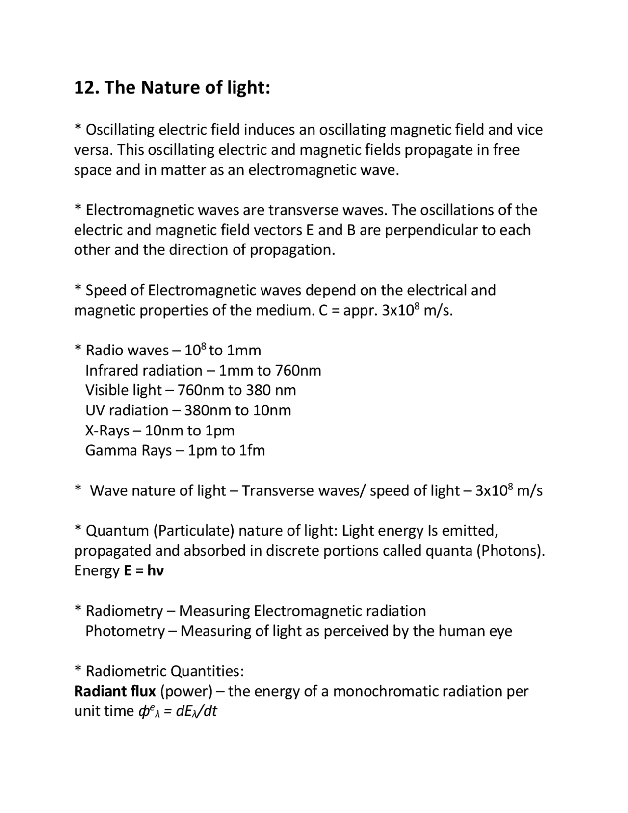 Light, Basic Properties | Lecture notes Medical Physics | Docsity