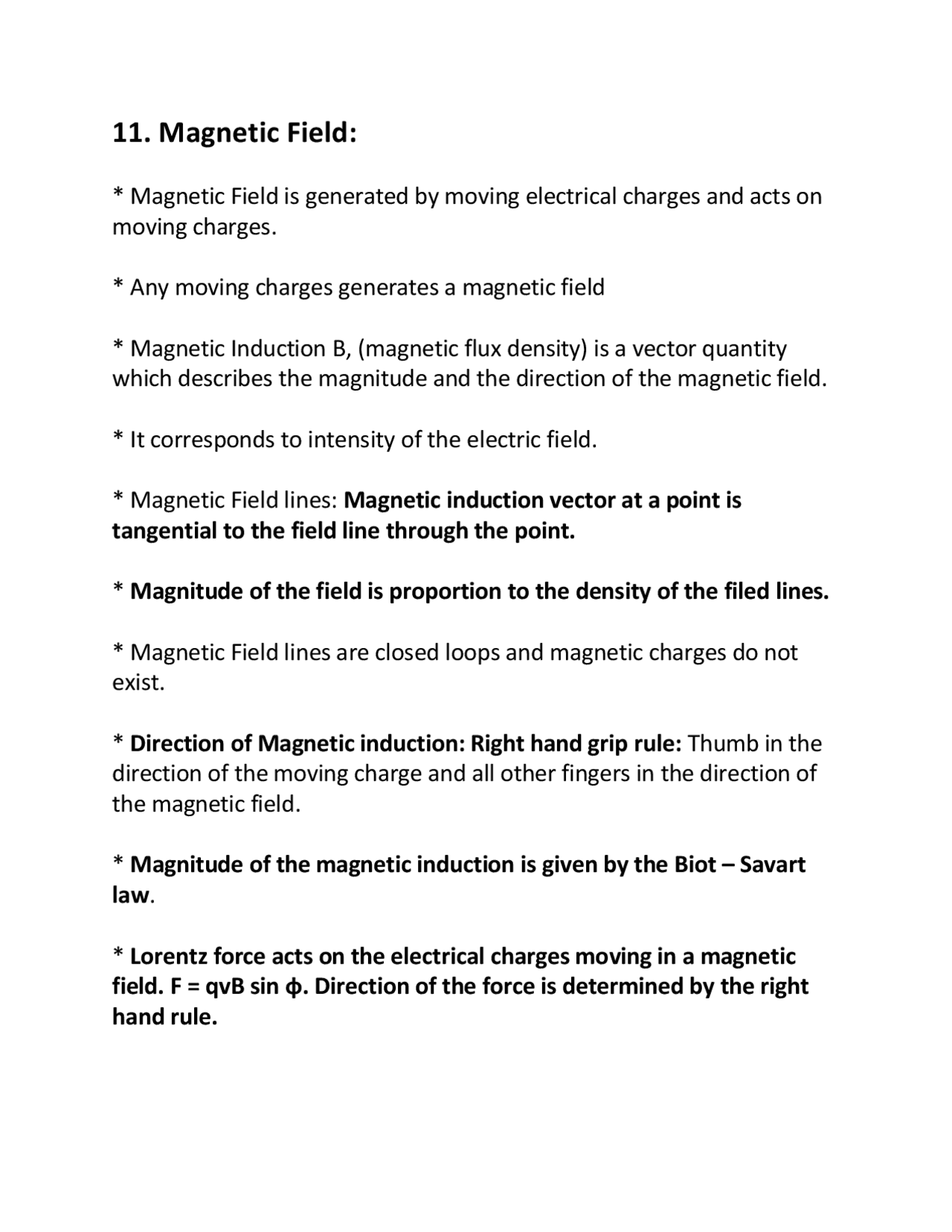 Magnetic Field Properties Docsity