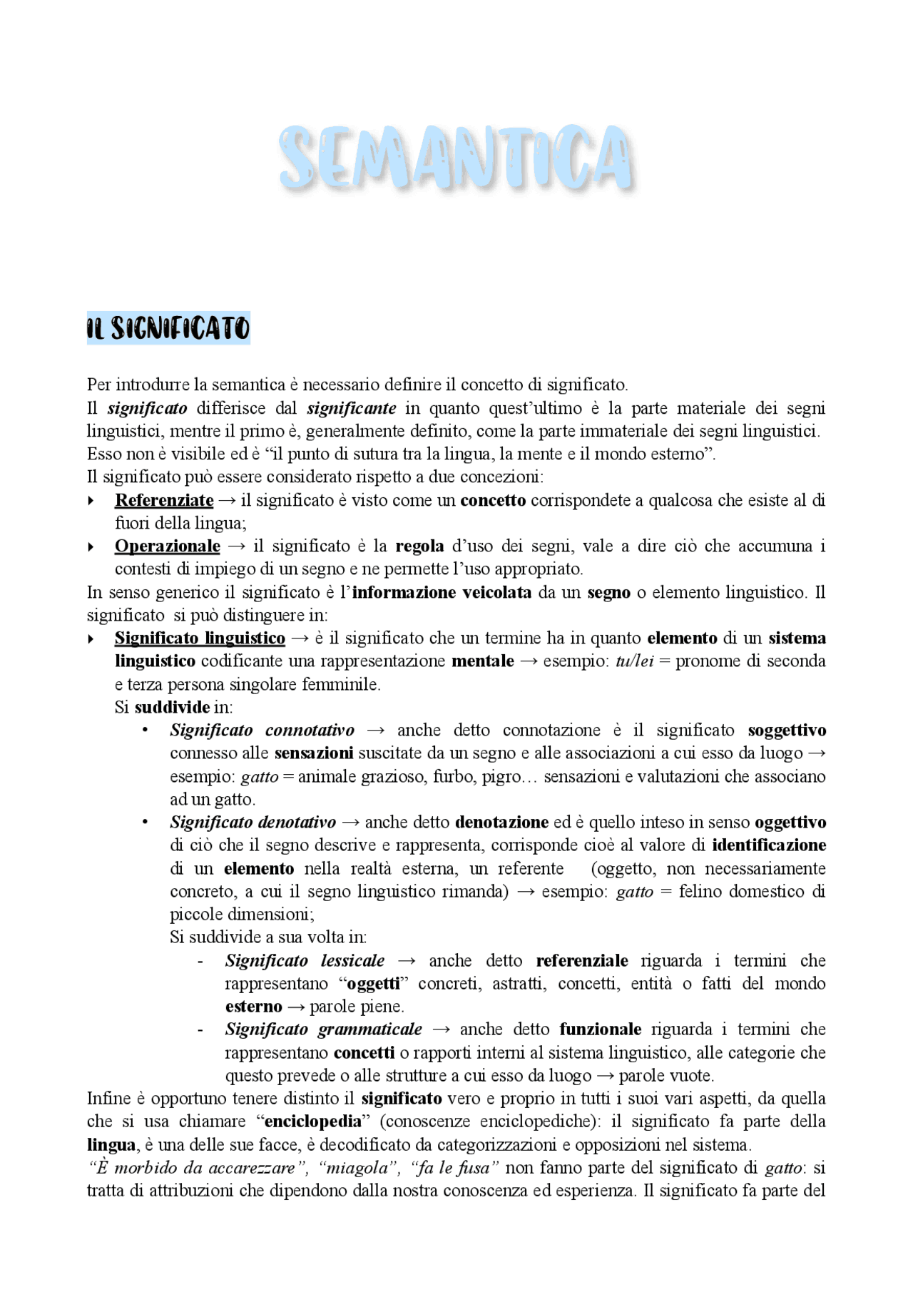 Appunti Completi Di Semantica Docsity