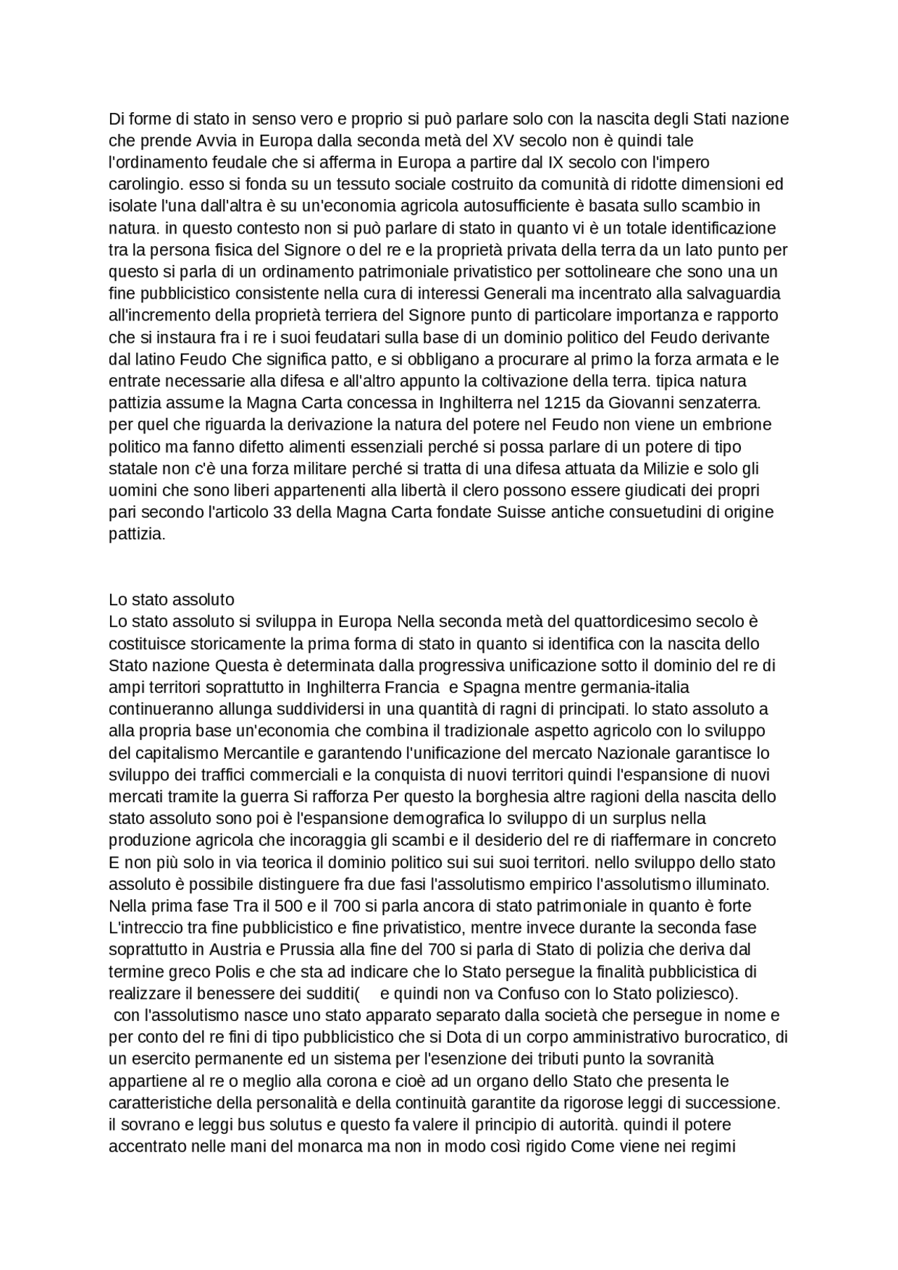 Lo stato liberale e lo stato democratico - Docsity