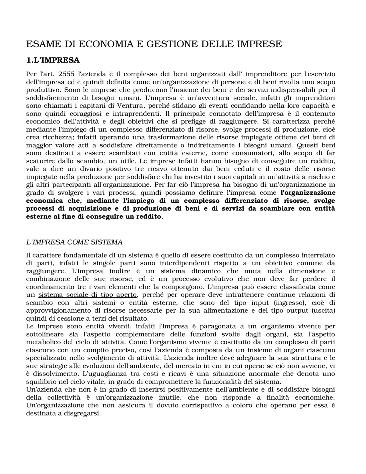Riassunto Economia E Gestione Docsity