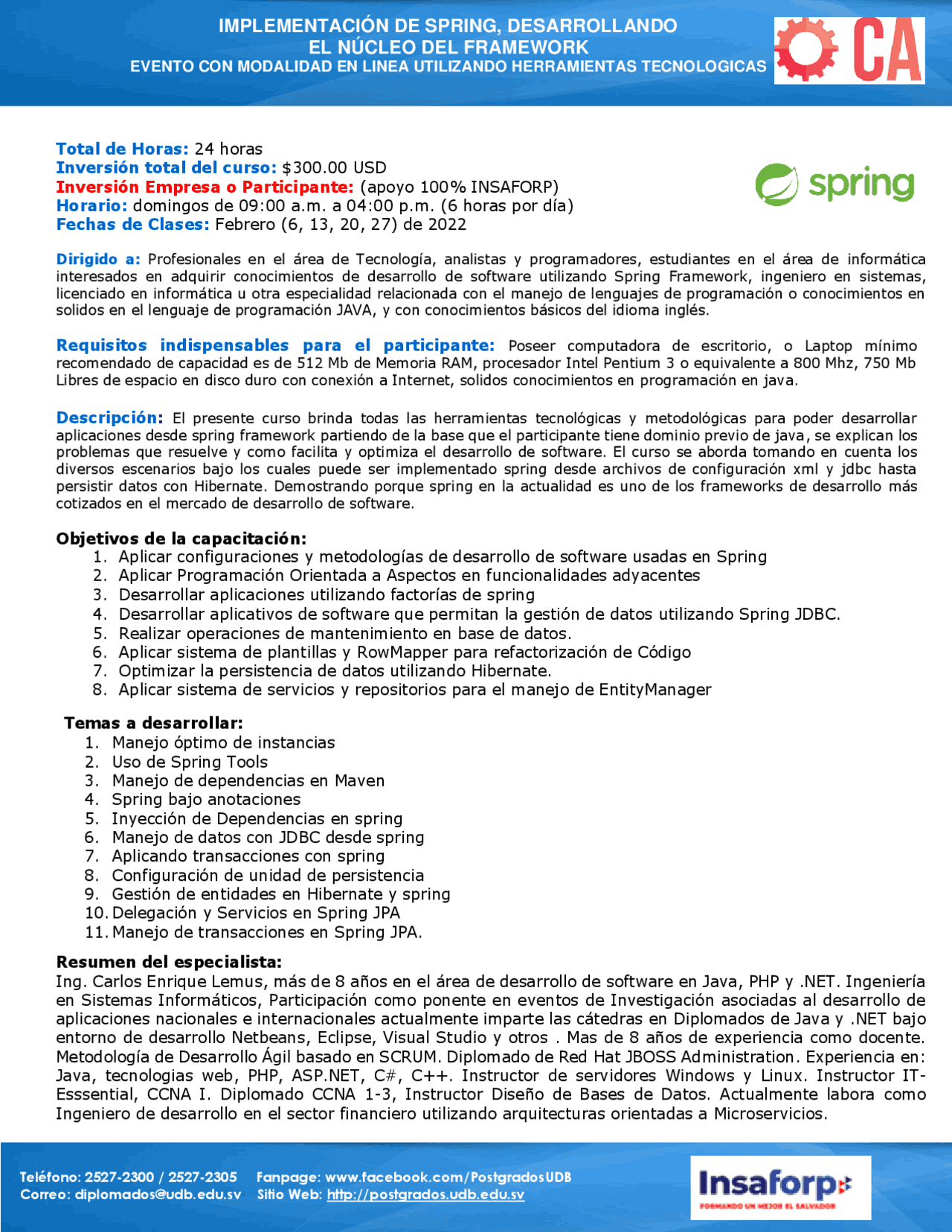 Programacion usando Spring java framework - Docsity