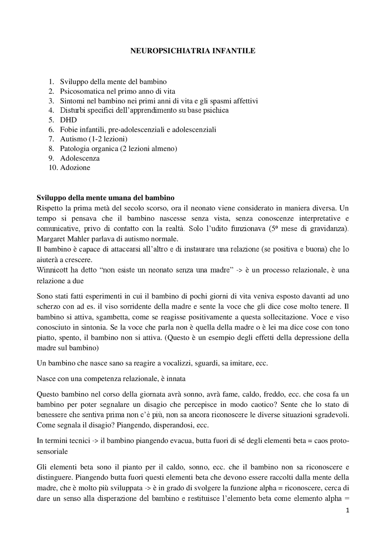 Appunti Completi Di Neuropsichiatria Infantile Docsity