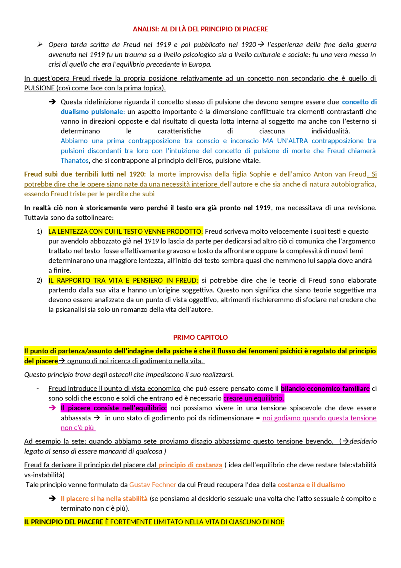Al Di Là Del Principio Di Piacere Docsity