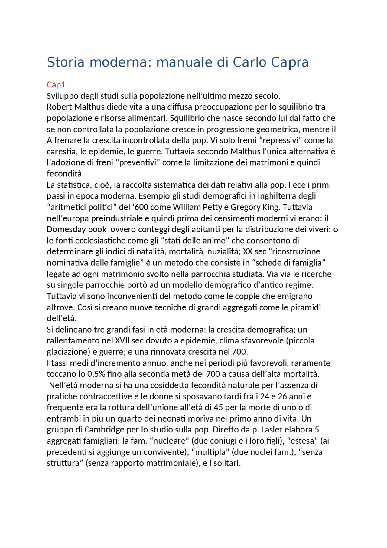 Riassunto Storia moderna di Carlo Capra - Docsity