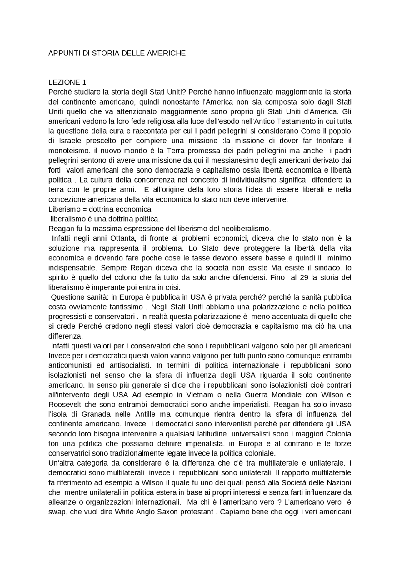 Appunti Storia Della Americhe 6 Cfu Docsity