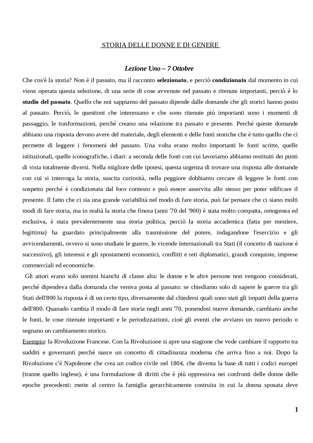 Storia Delle Donne E Di Genere Docsity