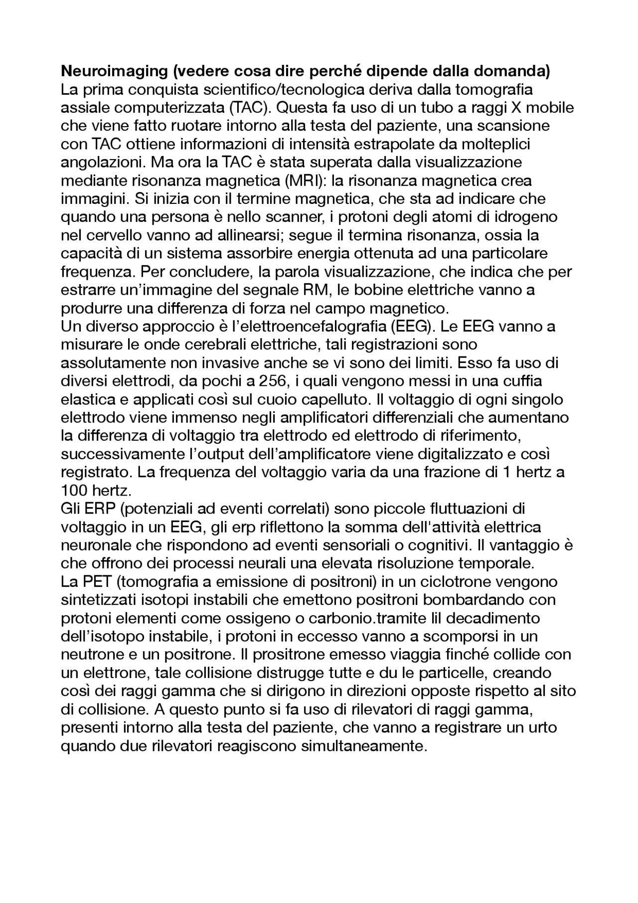 Psicologia Cognitiva Neuroimaging Docsity