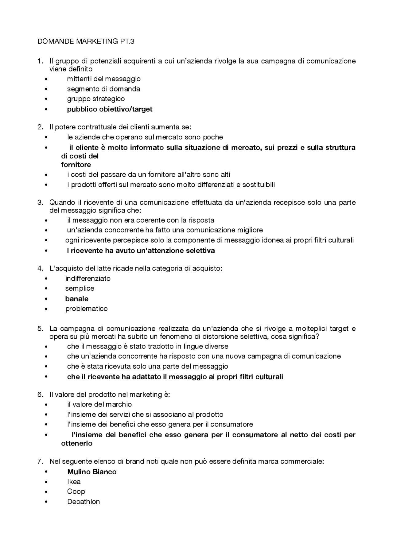 Domande Esame Di Marketing Online Docsity