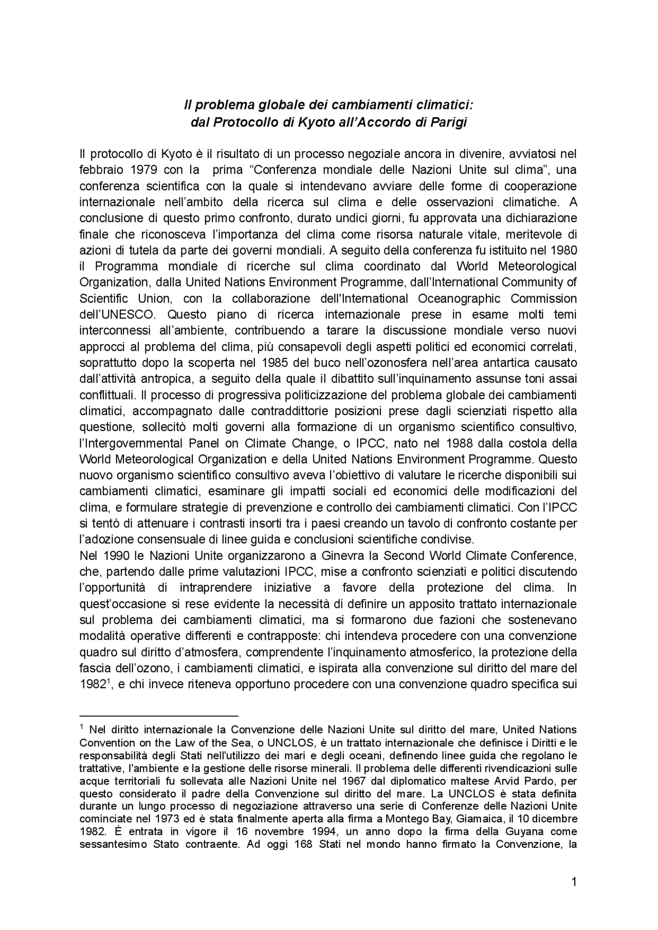 Approfondimento Protocollo di Kyoto - Storia - Docsity
