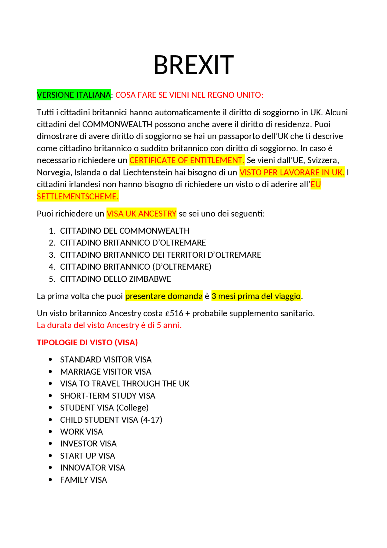 Riassunto Appunti Brexit Docsity