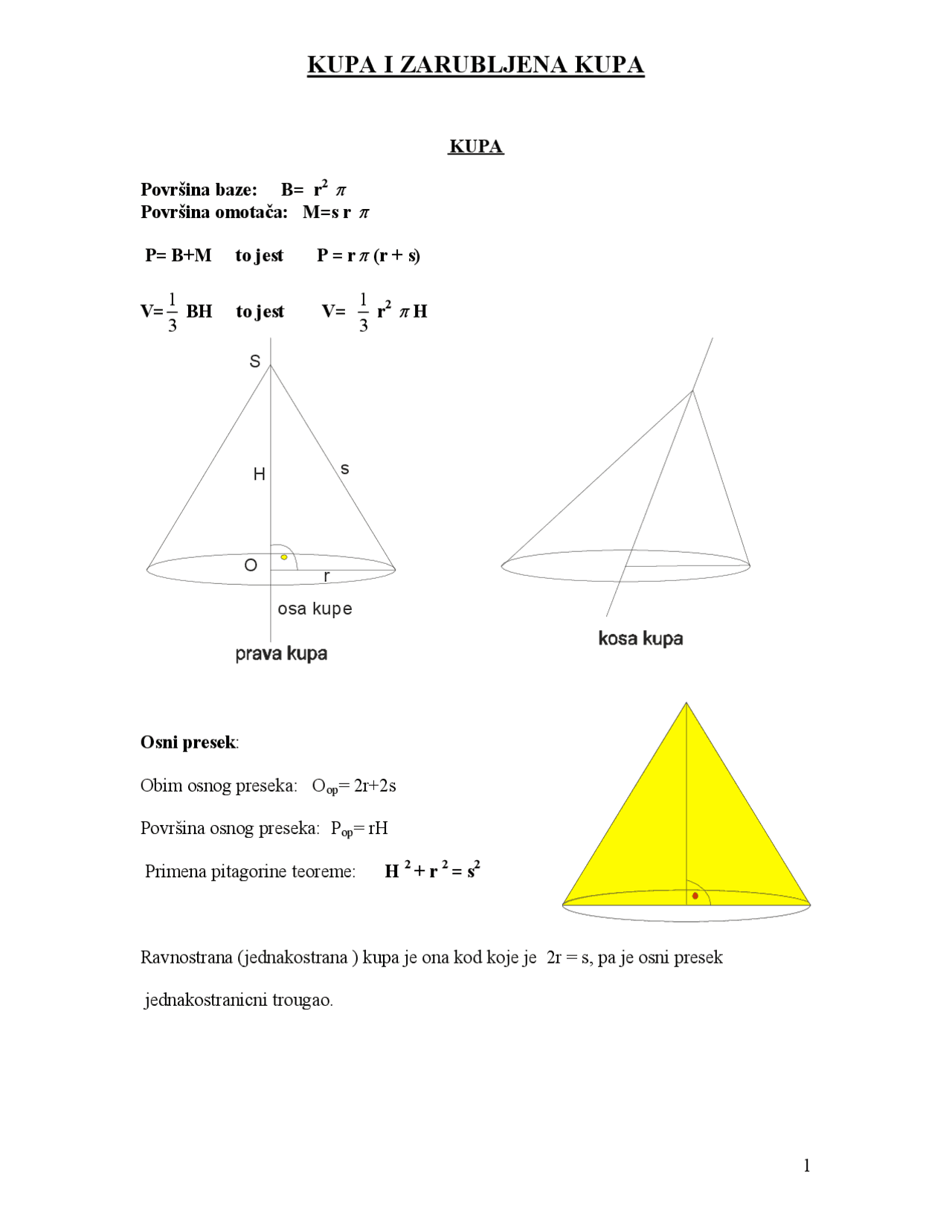 Kupa I Zarubljena Kupa Skripte Predlog Matematica Docsity