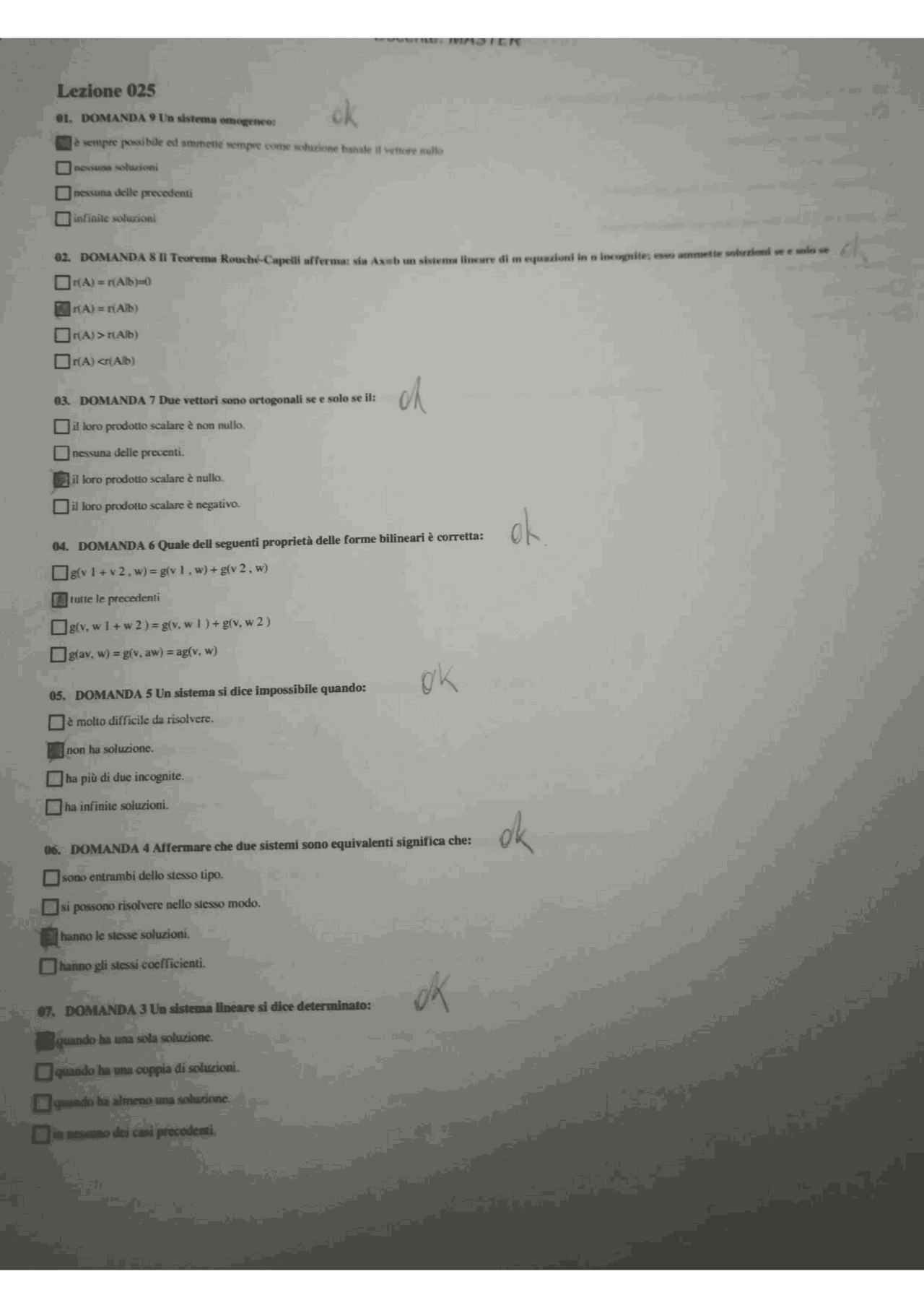 Algebra Lineare E Geometria Docsity