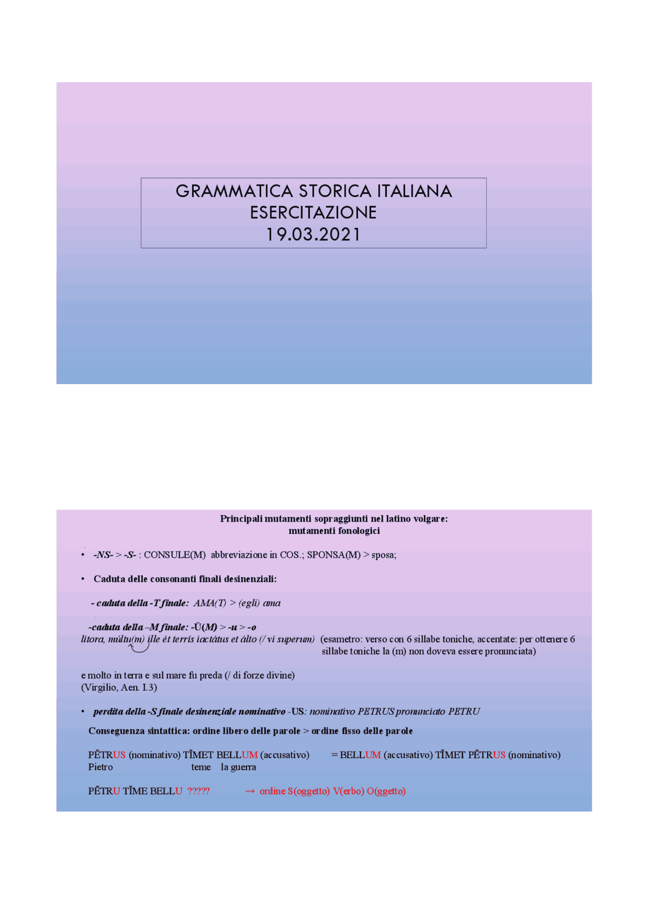 Slides Capotosto per grammatica storica - Docsity