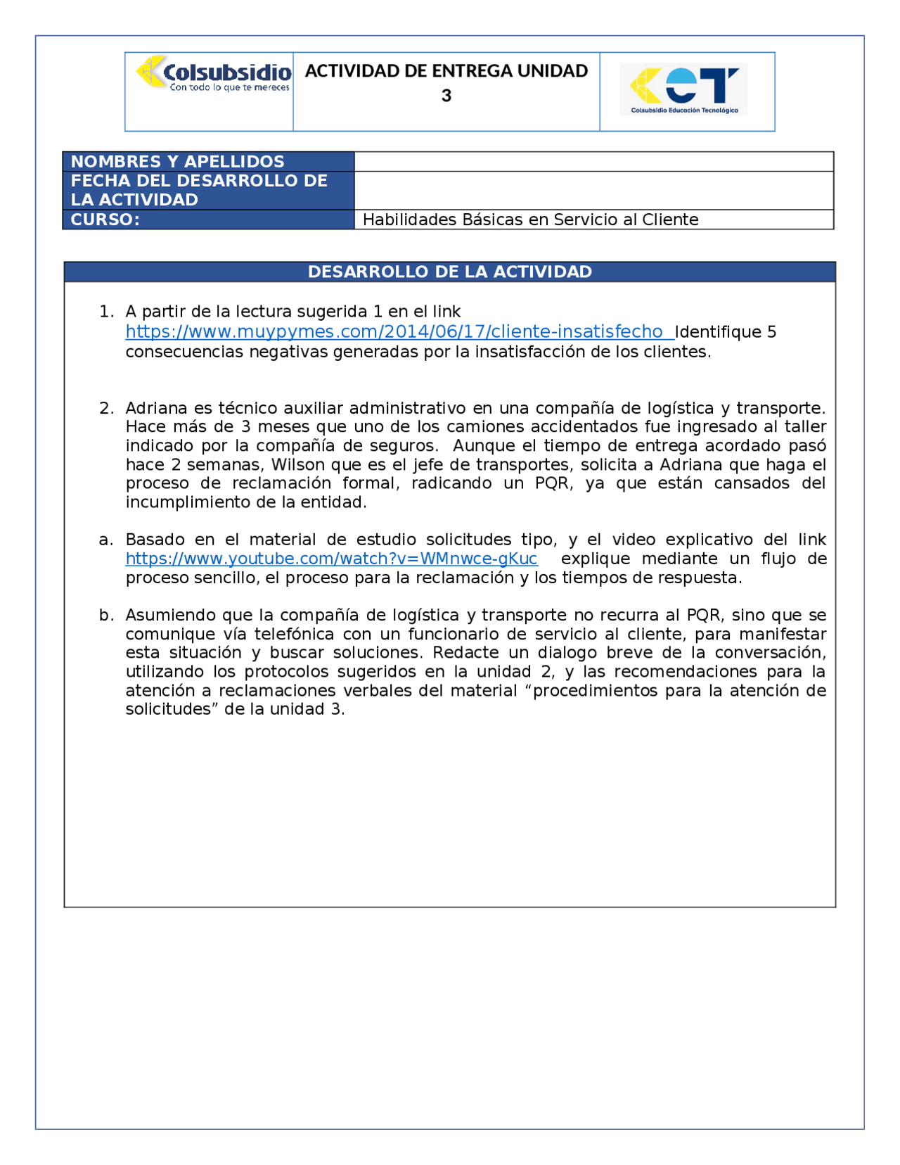 Las mejores actividades - Docsity