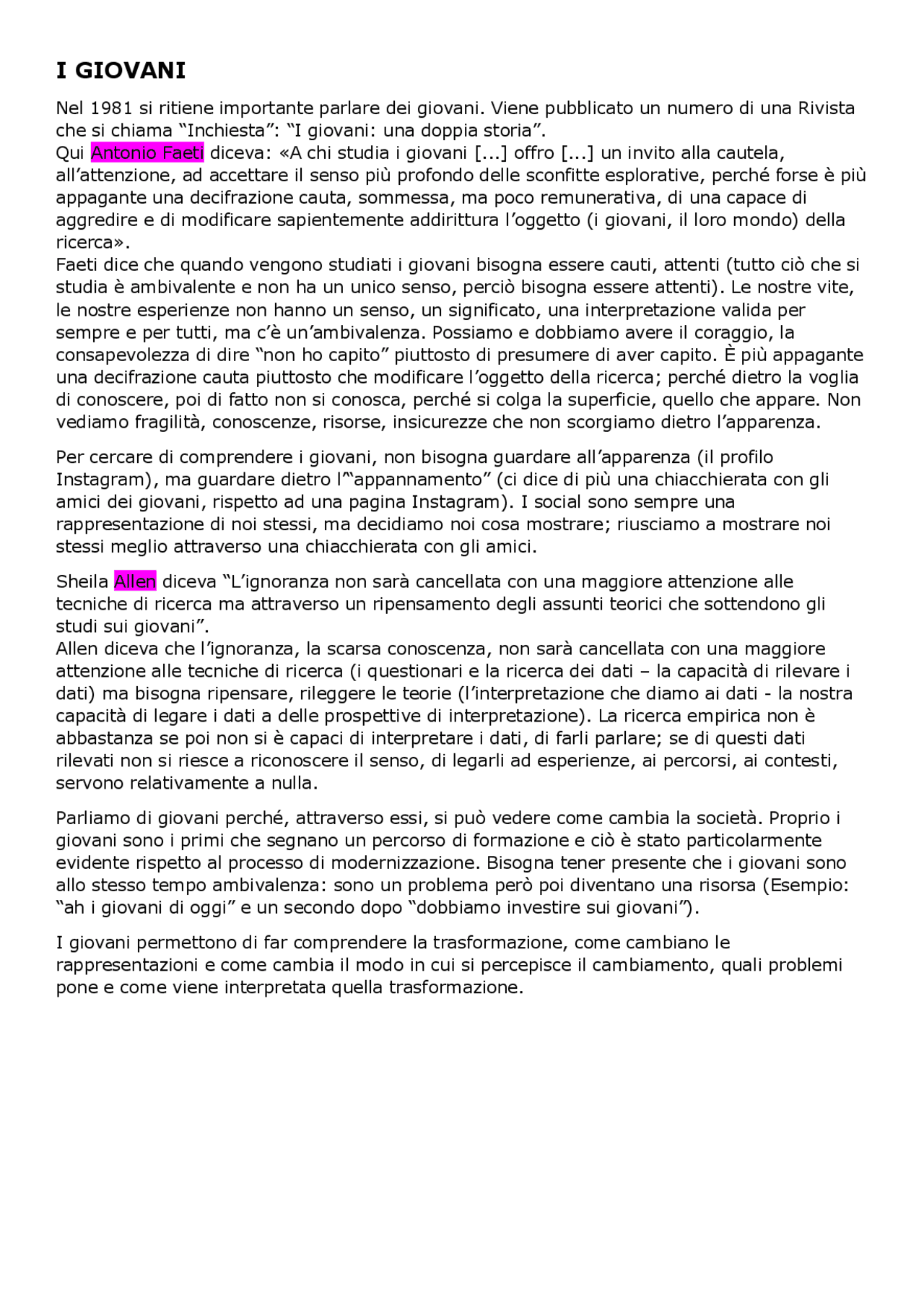 Belli E Dannati Prof Maurizio Merico Sintesi Docsity
