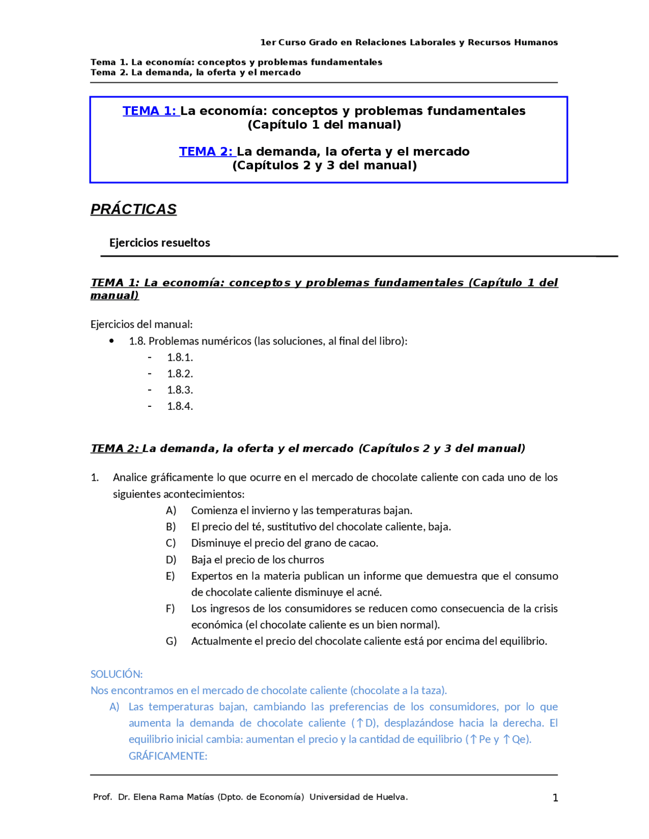 Ejercicios Resueltos Temas 1 Y 2 Ejercicios De Introducción A La