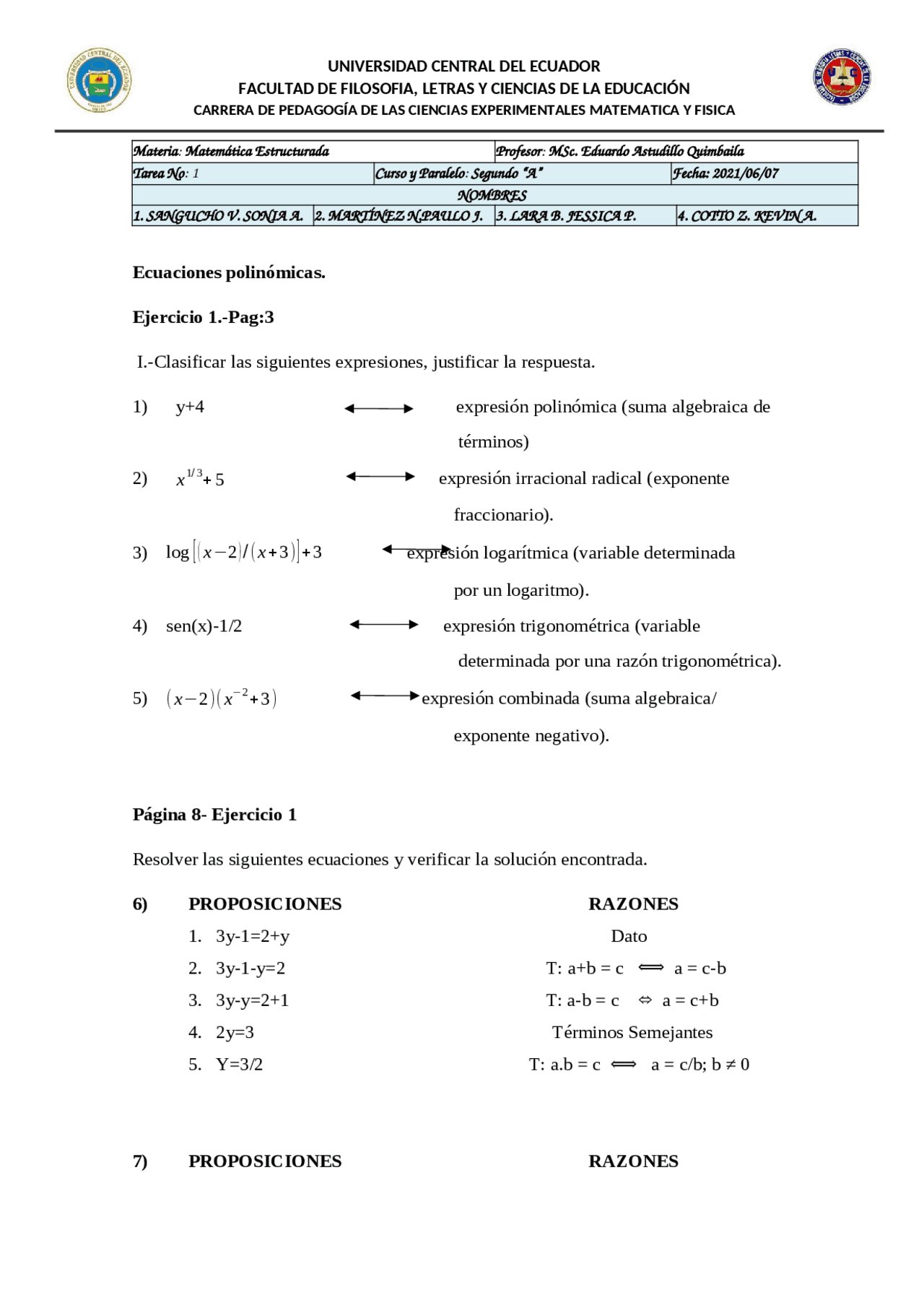 Ejercicios De Matemáticas Docsity