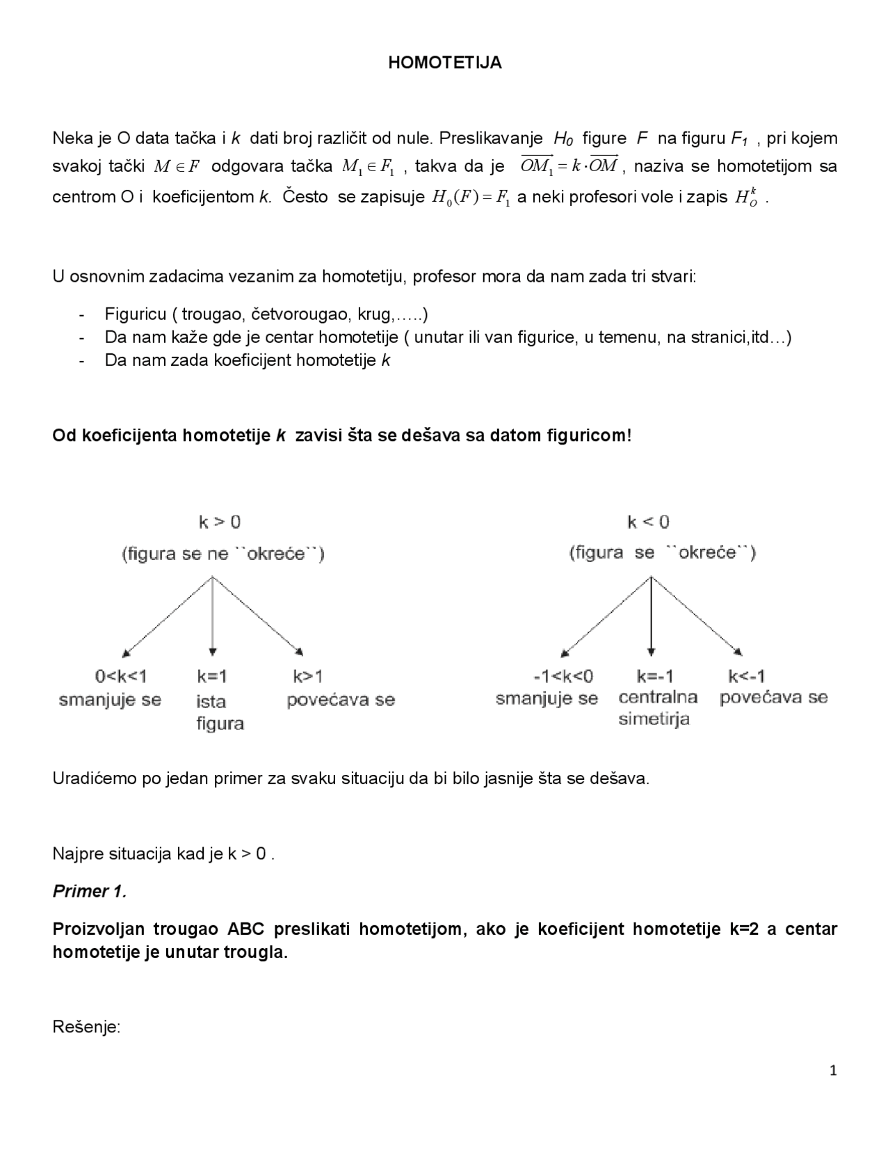 Homotetija Primeri I Resenja Skripte Predlog Matematica Docsity