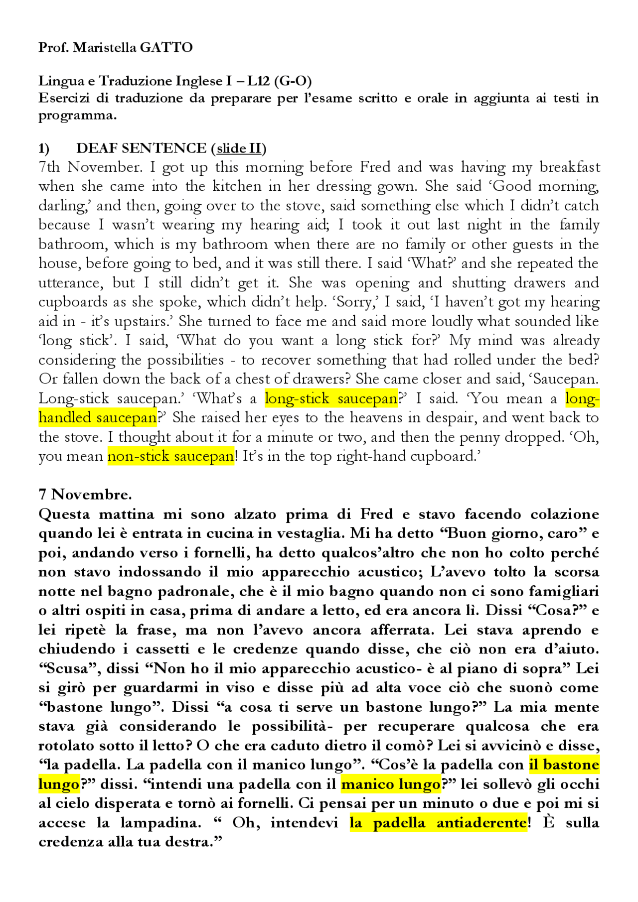 Traduzioni Con Soluzione Per Lesame Scritto Di Inglese 1 Docsity