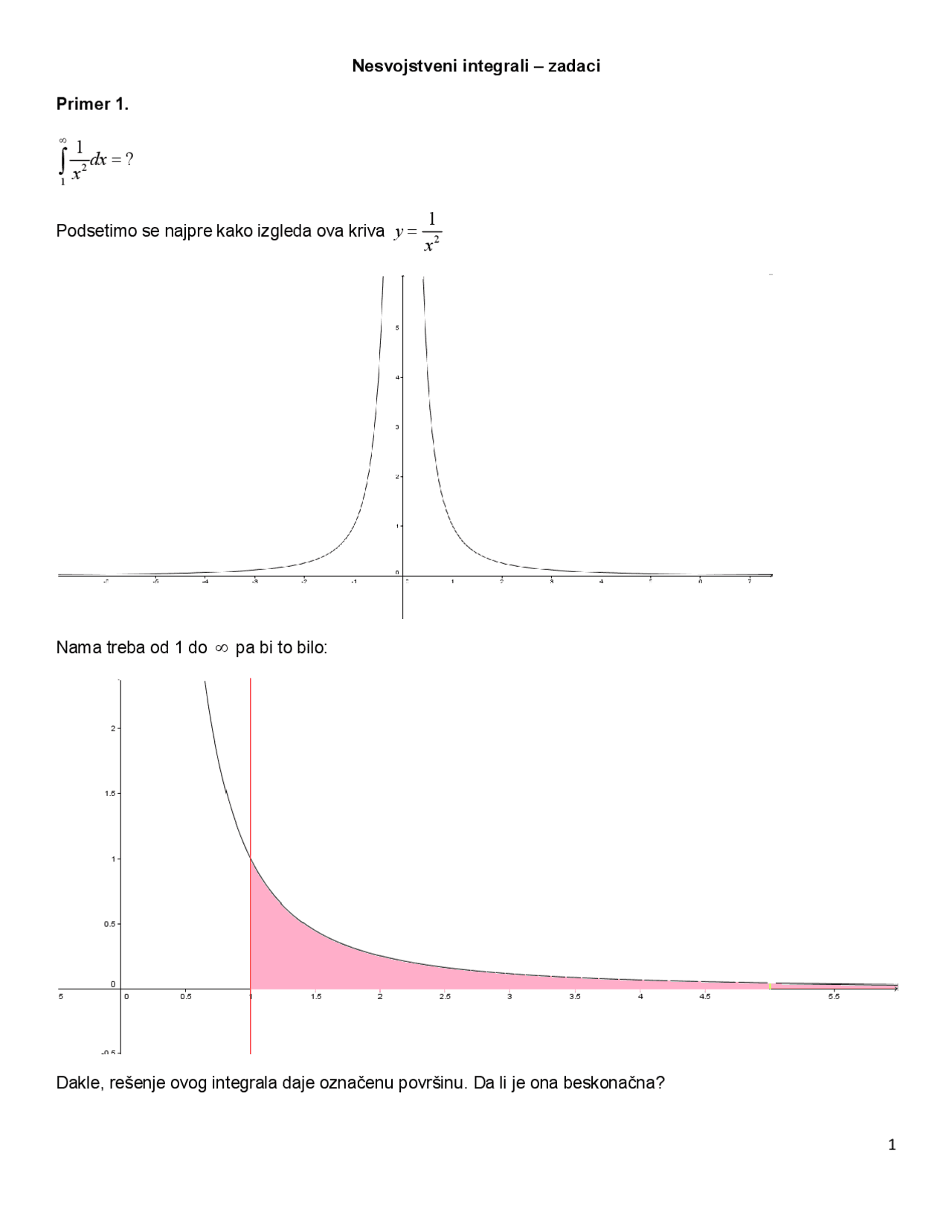 Nesvojstveni integrali - reseni zadaci | Vežbe' predlog Matematica ...