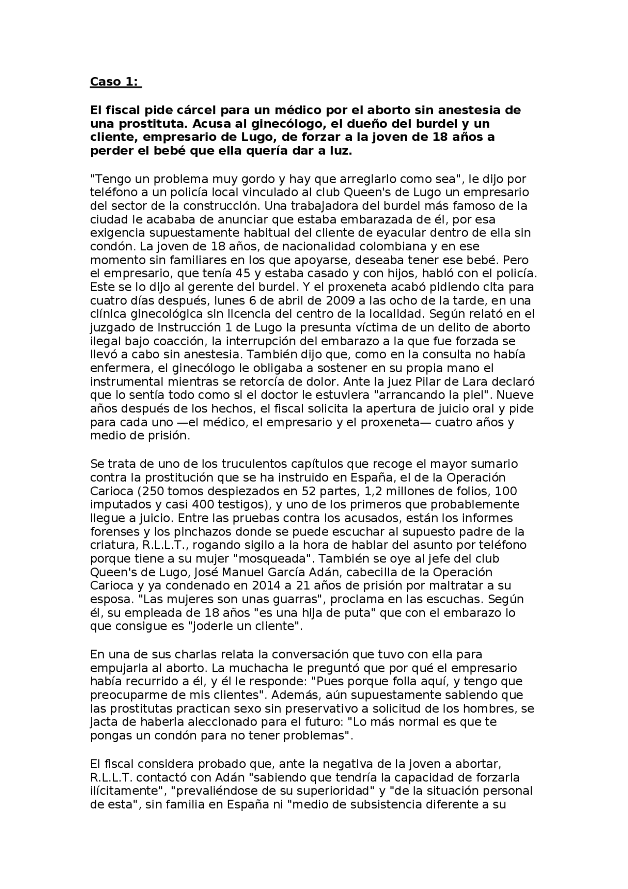 Caso Practico Penal Ii Docsity