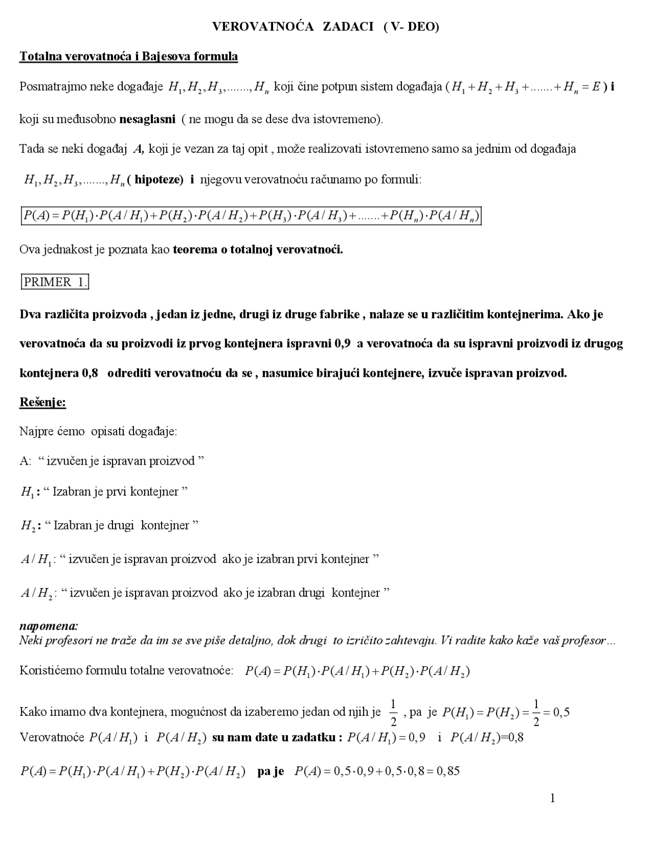 Verovatnoca Zadaci V Deo Vežbe Predlog Matematica Docsity