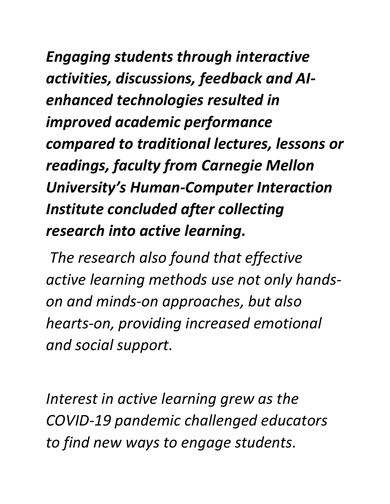 Learning Is More Effective When Active Docsity