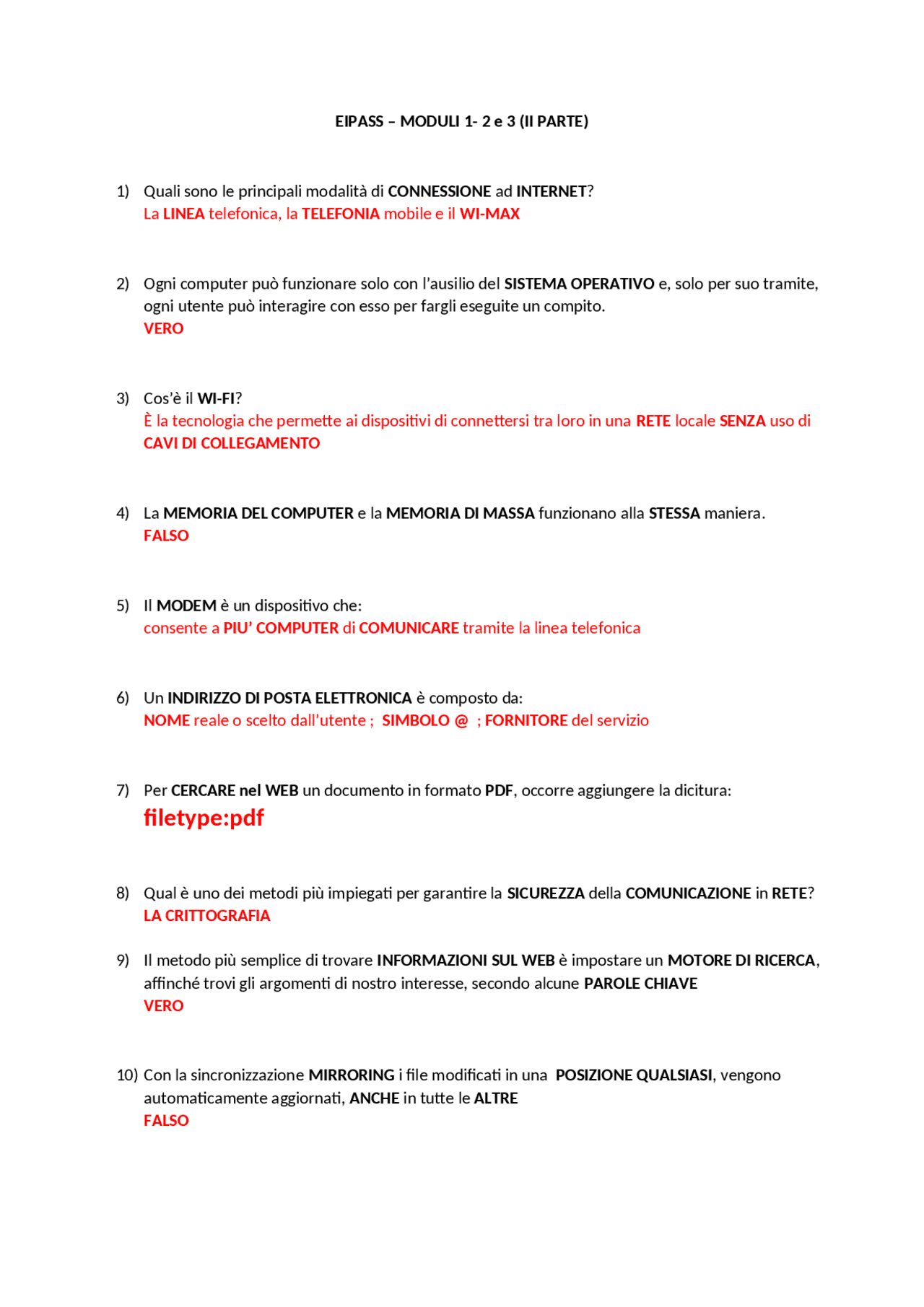 Eipass 7 Moduli Modulo 1 2 E 3 Docsity